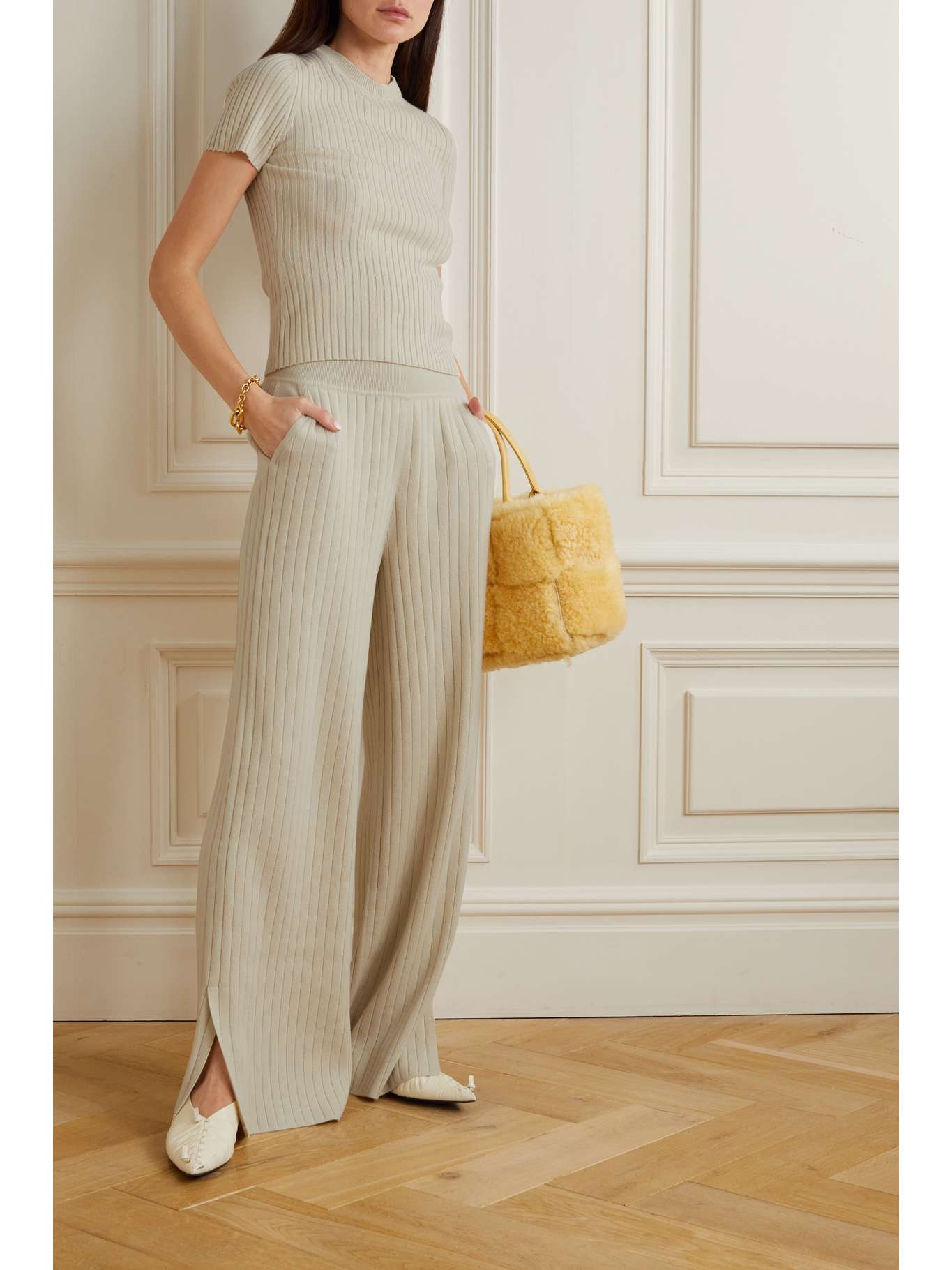 Cream Ribbed cashmere-blend track pants | LORO PIANA | NET-A-PORTER