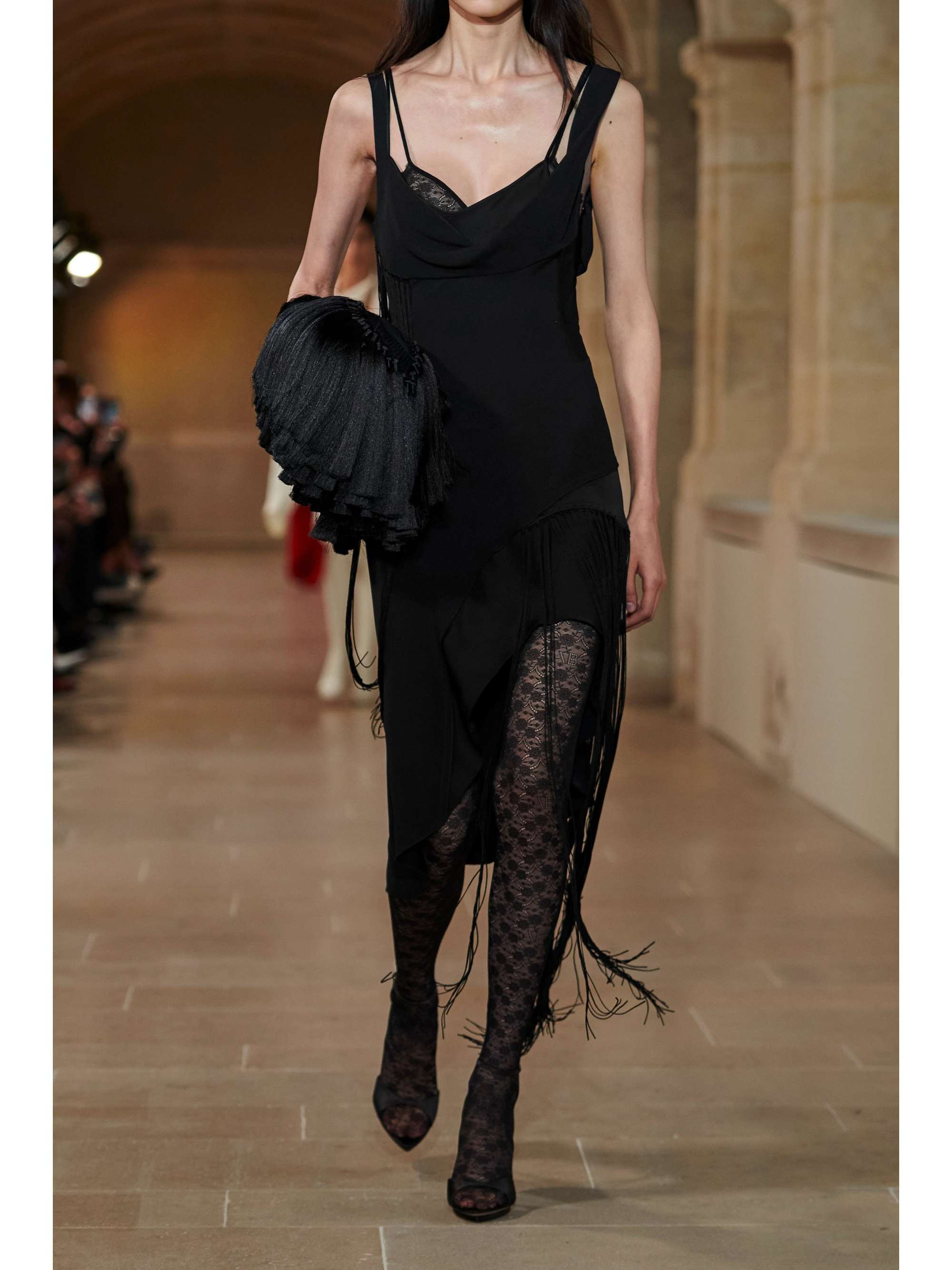 Victoria Beckham Asymmetric Fringed Satin Crepe Midi Dress Net A Porter