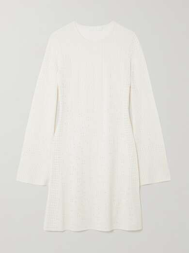 CHLOÉ Wool, cashmere and silk pointelle-knit mini dress | NET-A-PORTER