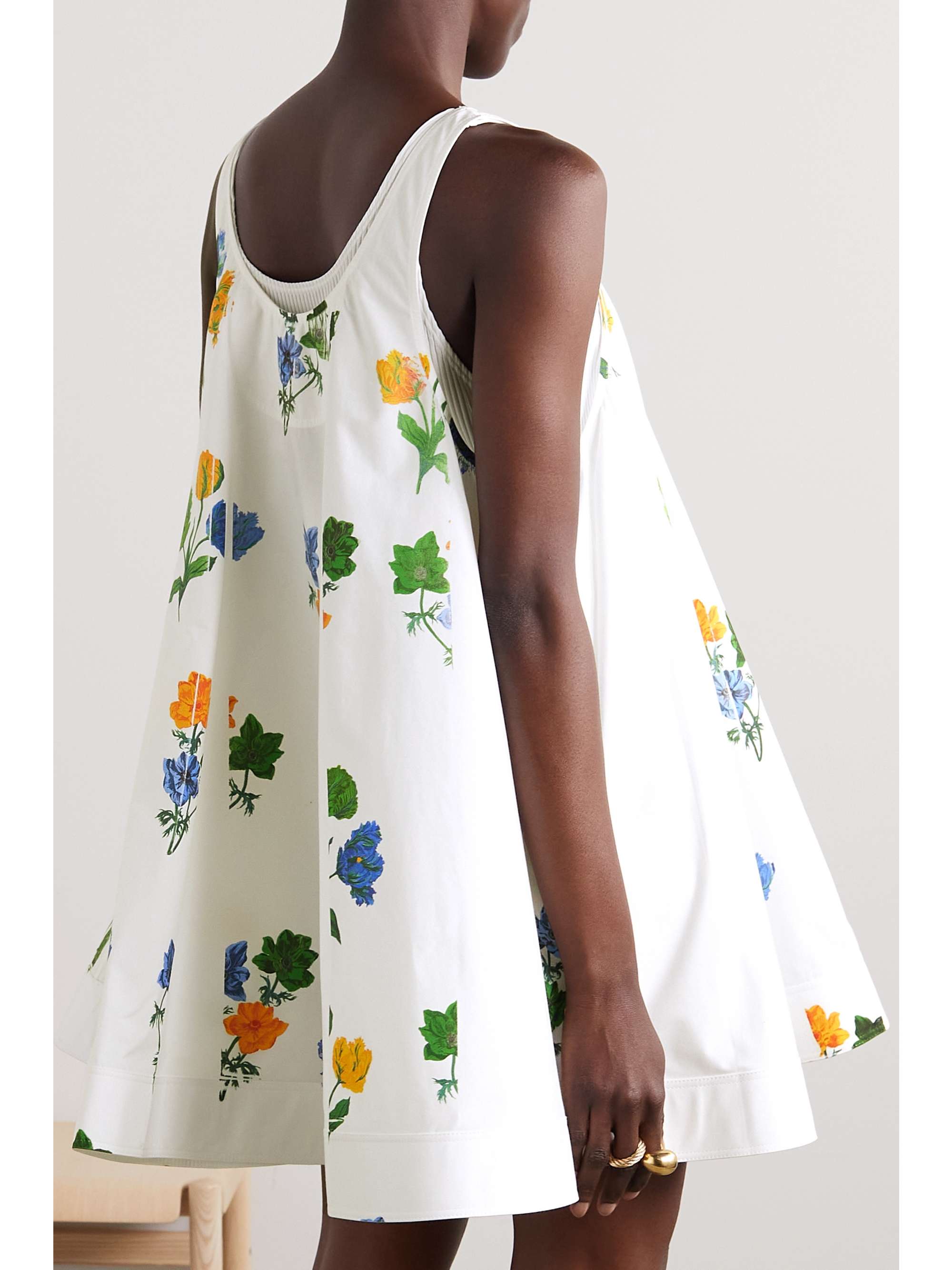 LOEWE Layered floral-print poplin and ribbed jersey mini dress | NET-A ...