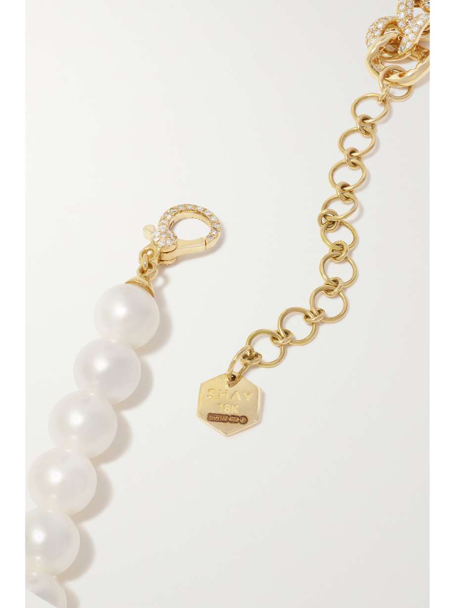 Gold Split 18-karat gold, diamond and pearl necklace | SHAY | NET-A-PORTER