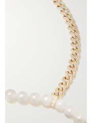 Gold Split 18-karat gold, diamond and pearl necklace | SHAY | NET-A-PORTER