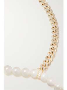 Gold Split 18-karat gold, diamond and pearl necklace | SHAY | NET-A-PORTER