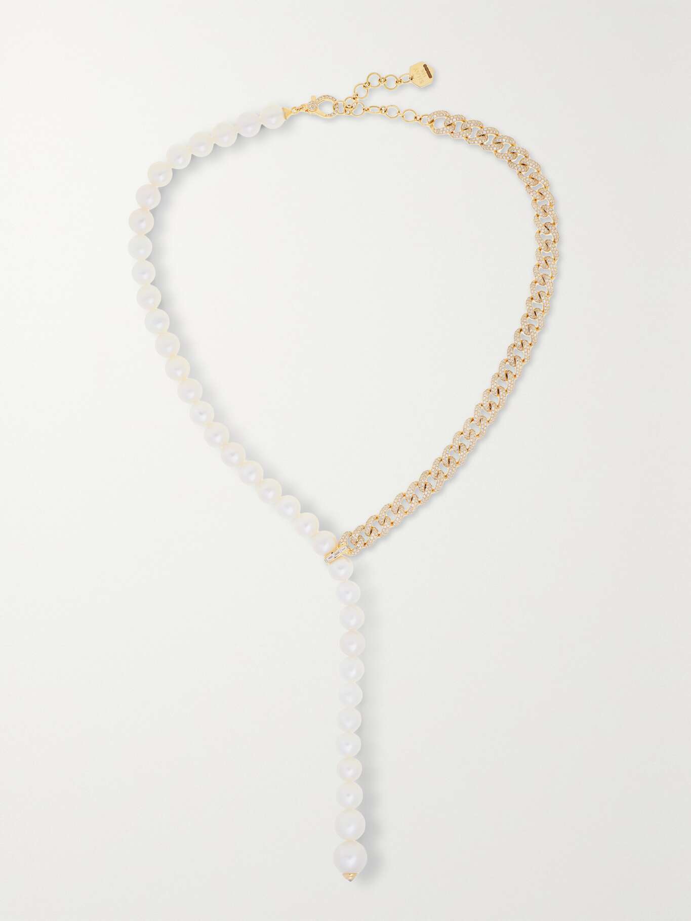 Gold Split 18-karat gold, diamond and pearl necklace | SHAY | NET-A-PORTER