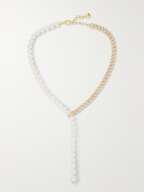 Gold Split 18-karat gold, diamond and pearl necklace | SHAY | NET-A-PORTER