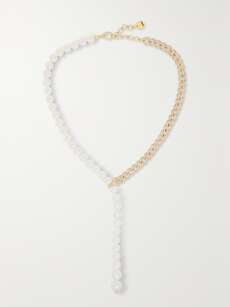 Gold Split 18-karat gold, diamond and pearl necklace | SHAY | NET-A-PORTER