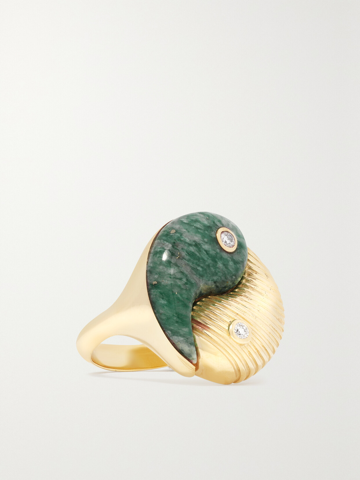 Retrouvai Yin Yang 14-karat Gold, Serpentine And Diamond Ring | ModeSens