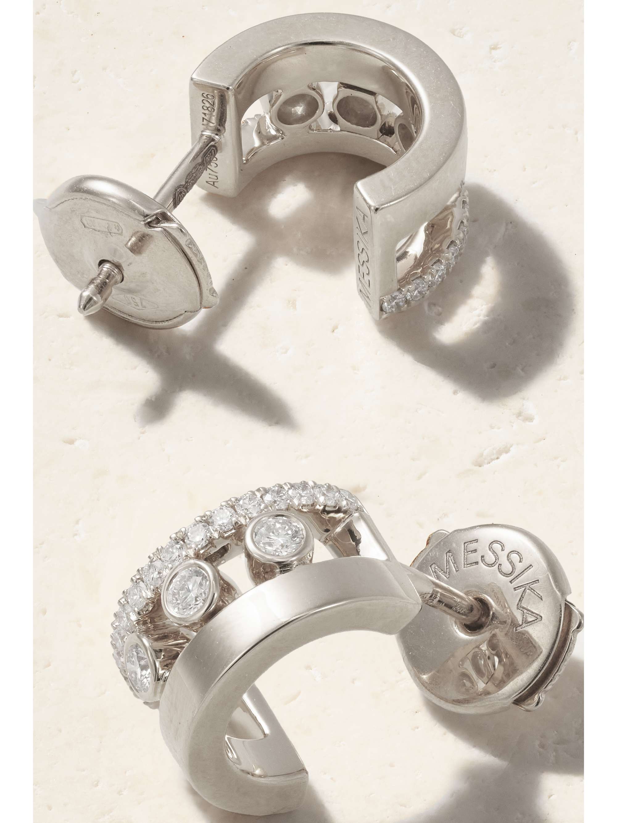 MESSIKA Move Romane mini 18-karat white gold diamond hoop earrings ...