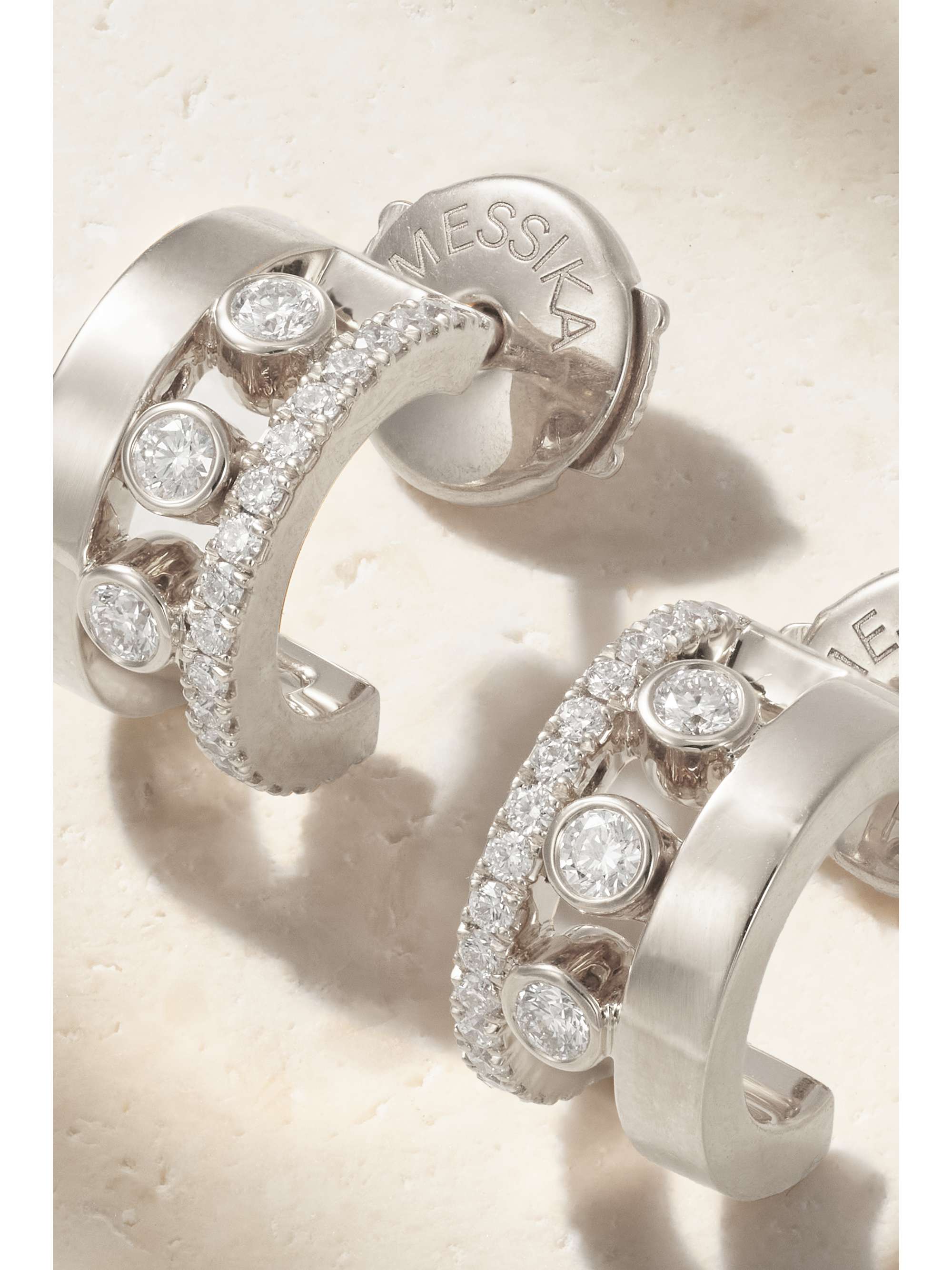 MESSIKA Move Romane mini 18-karat white gold diamond hoop earrings ...