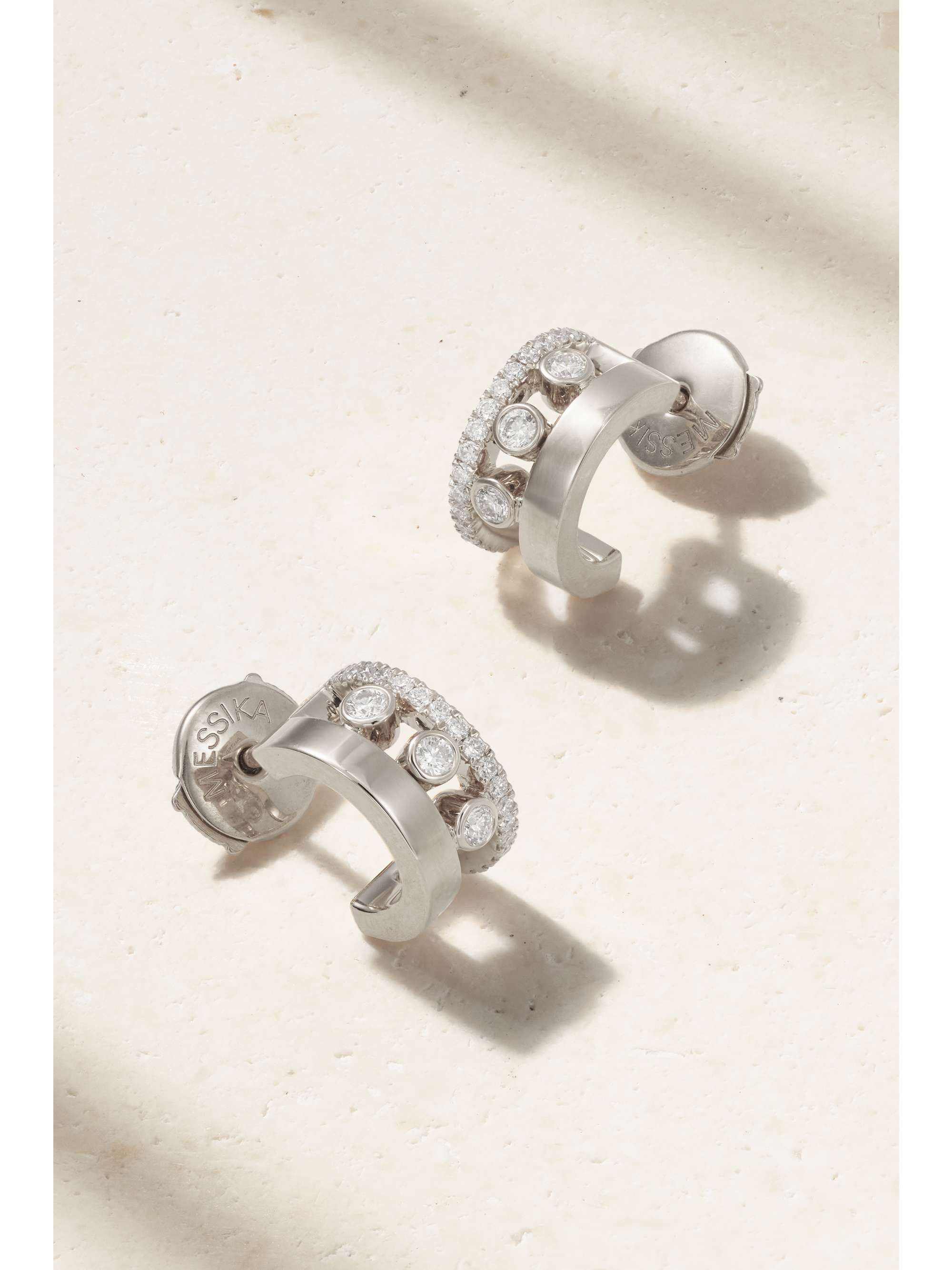 MESSIKA Move Romane mini 18-karat white gold diamond hoop earrings ...