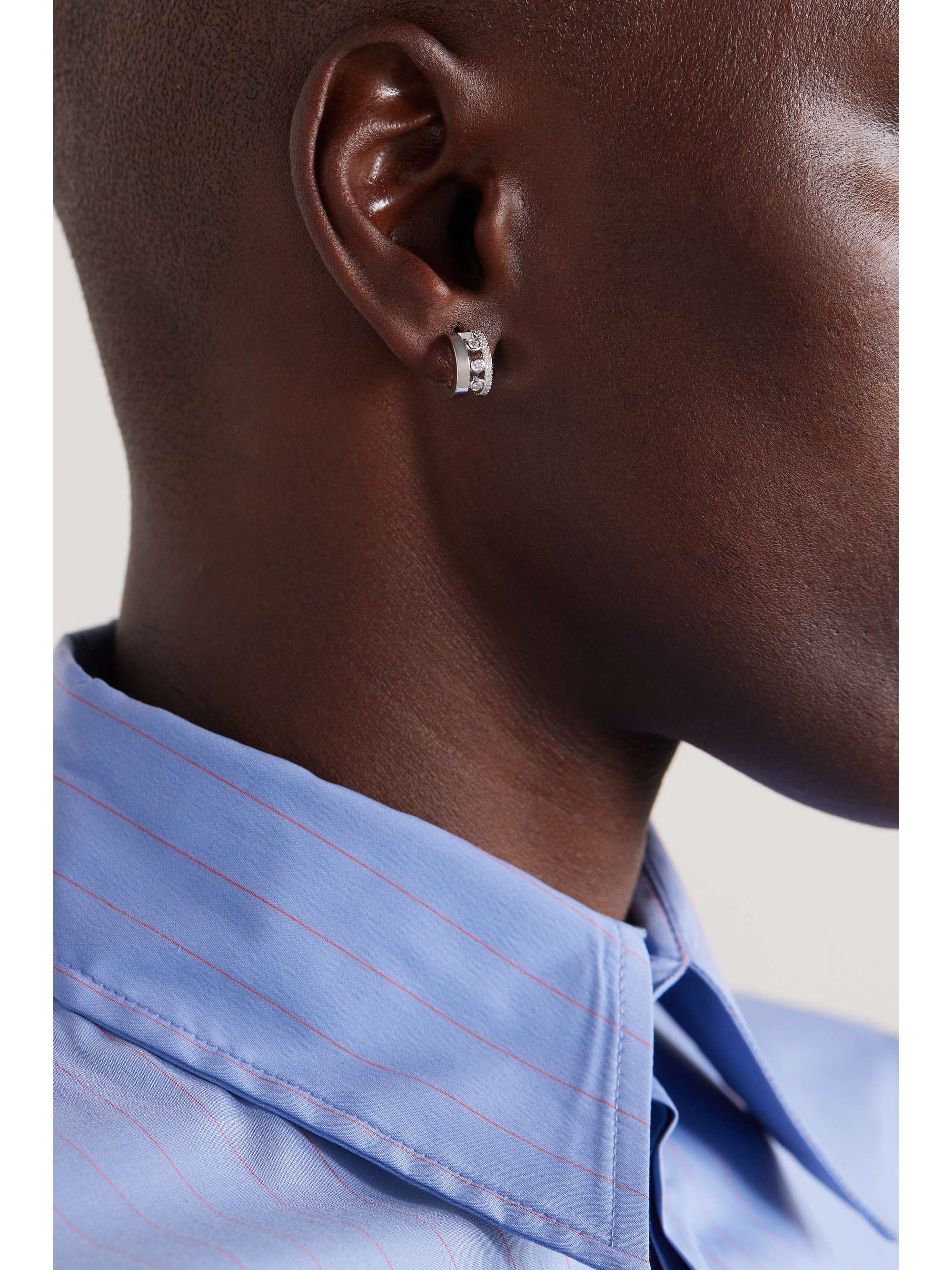 MESSIKA Move Romane mini 18-karat white gold diamond hoop earrings ...