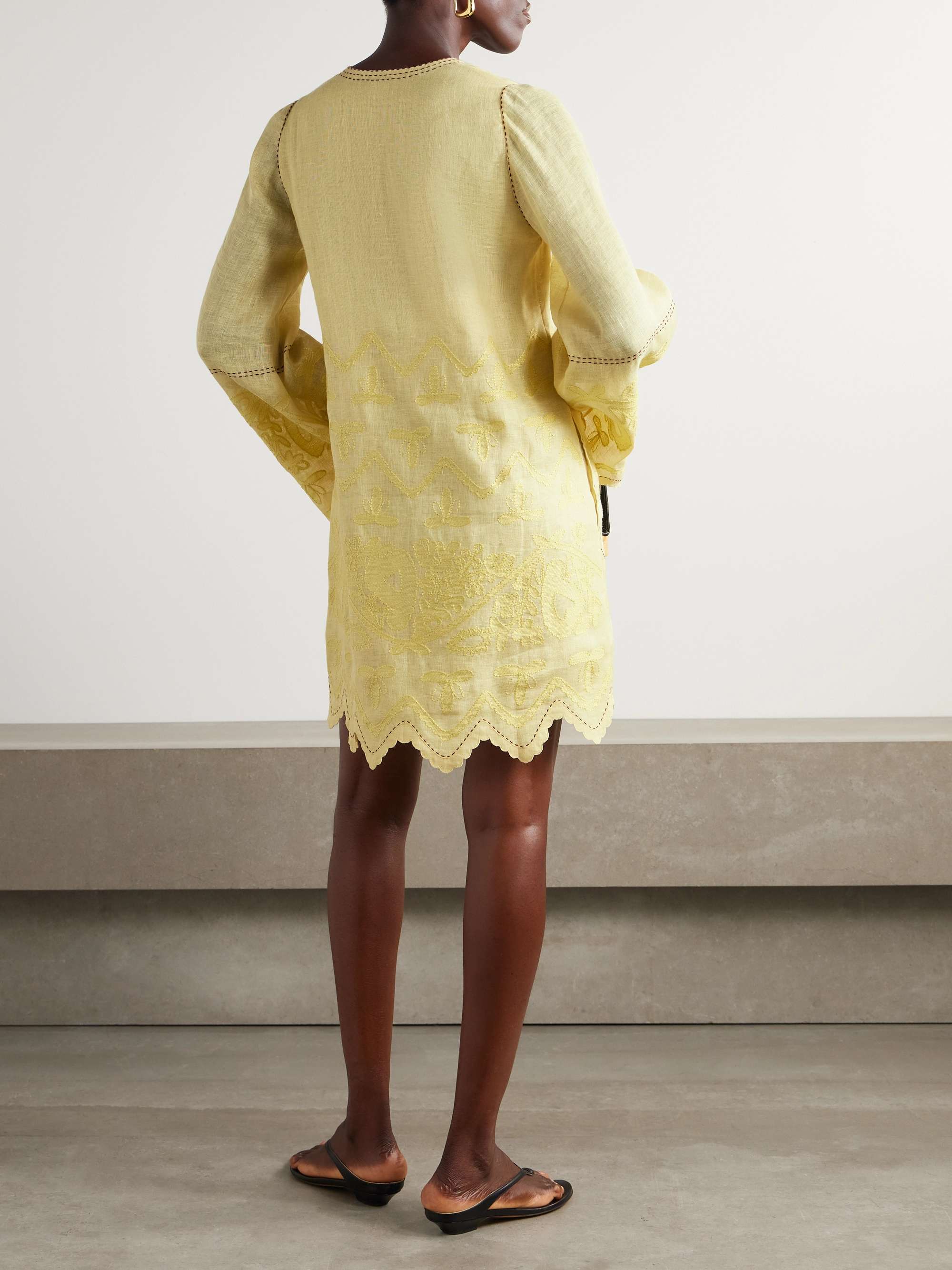 VITA KIN Pippa embroidered linen mini dress | NET-A-PORTER