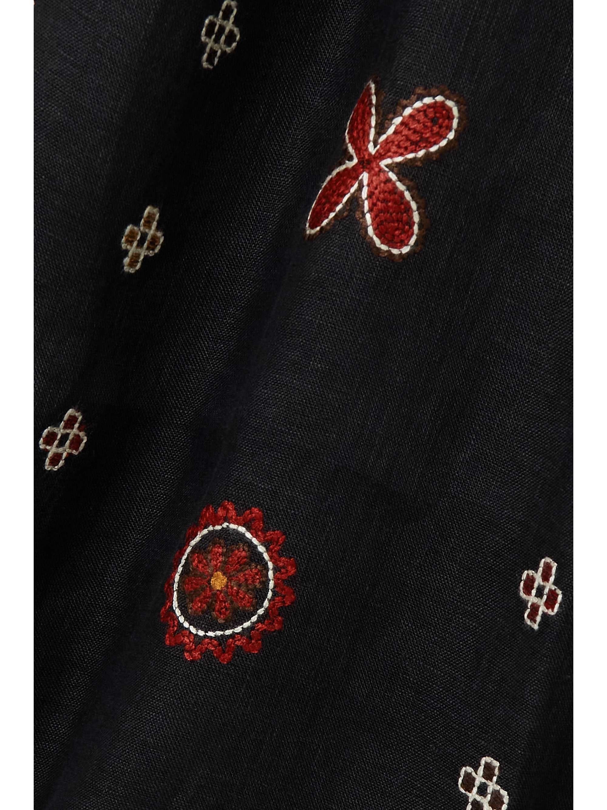 VITA KIN Venezia embroidered linen midi dress | NET-A-PORTER