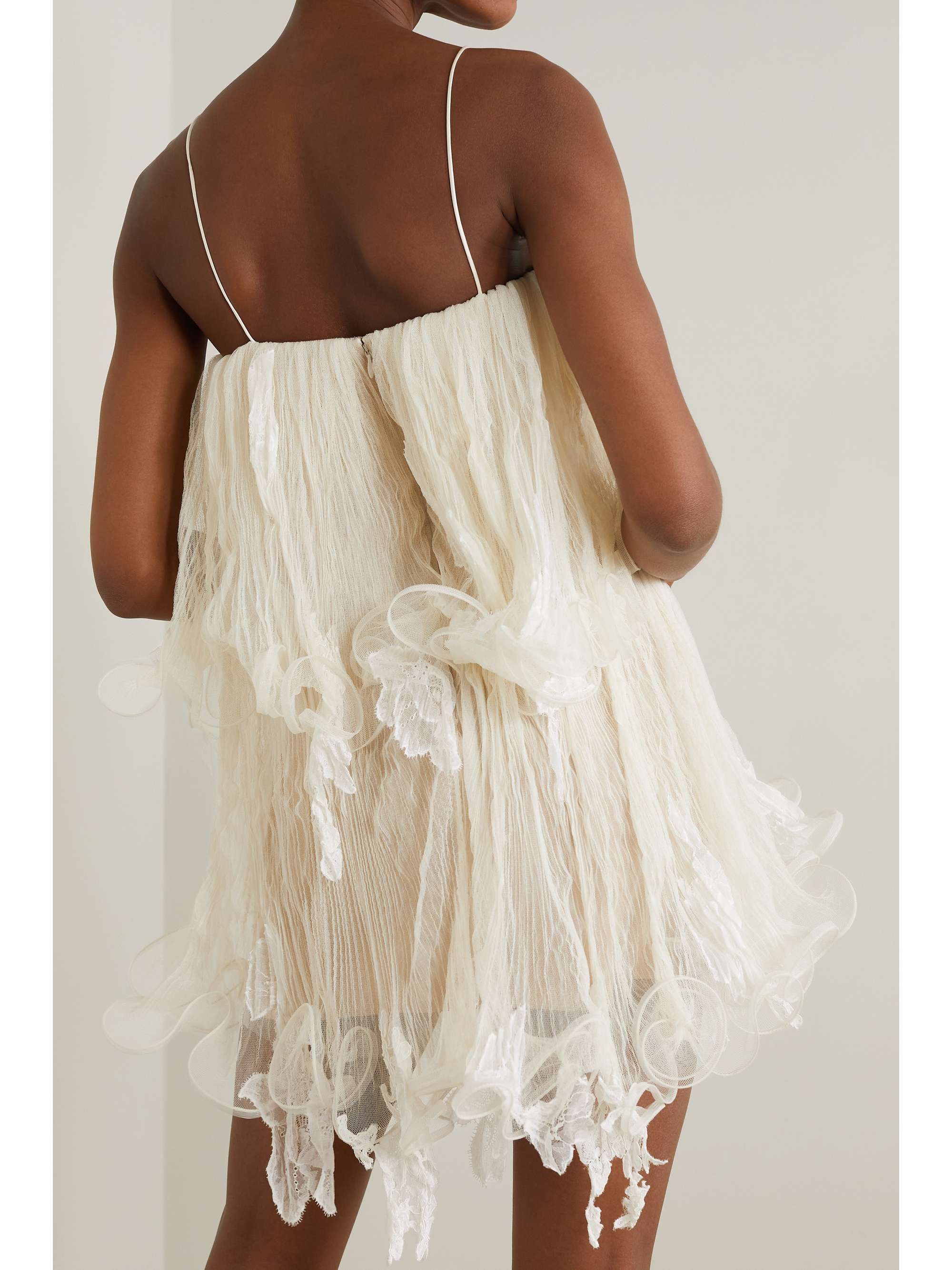 DANIELLE FRANKEL Wendell tiered ruffled lace and tulle mini dress | NET ...