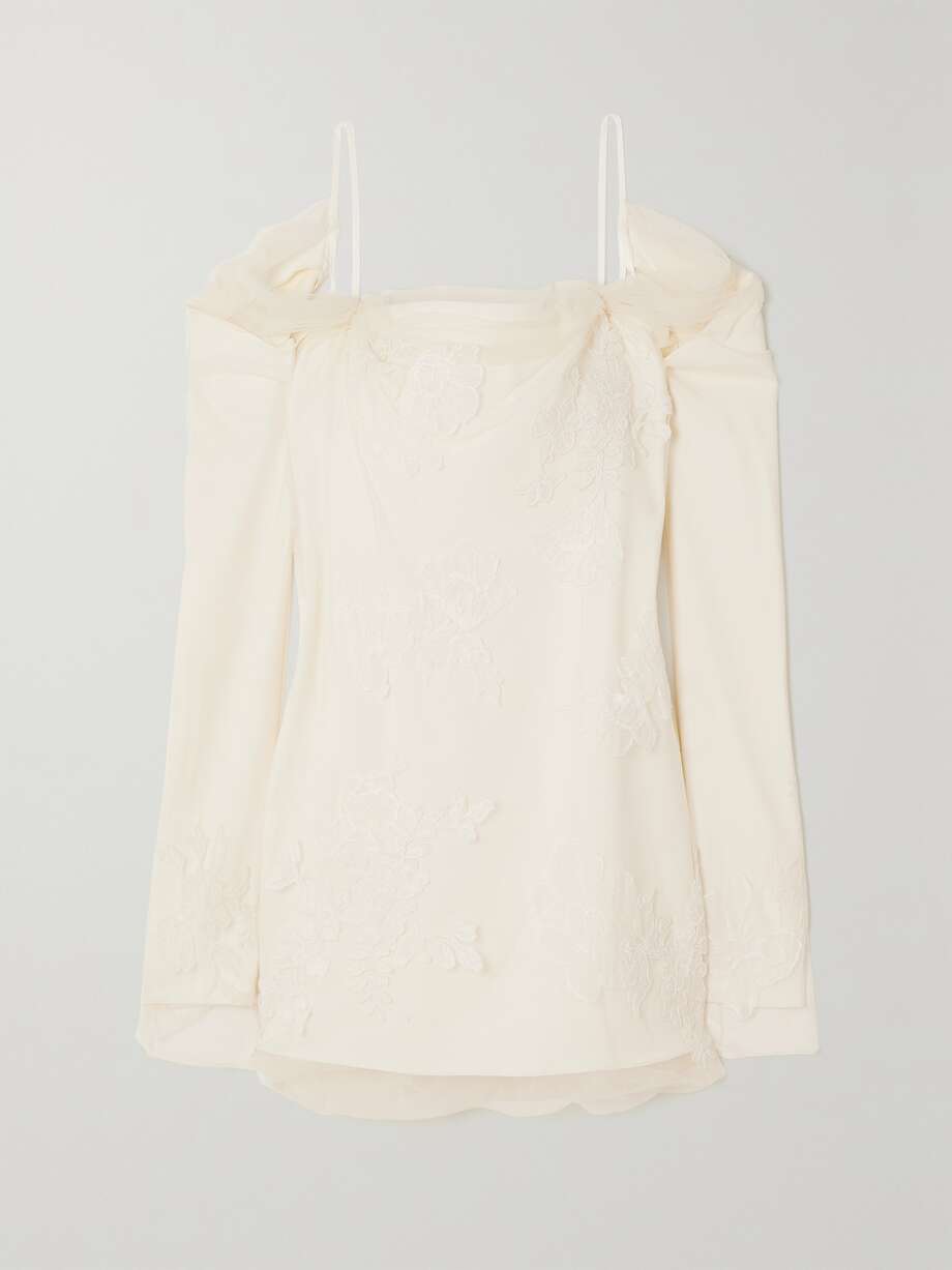 DANIELLE FRANKEL Lucy cold-shoulder lace-trimmed tulle and cady mini dress | NET-A-PORTER