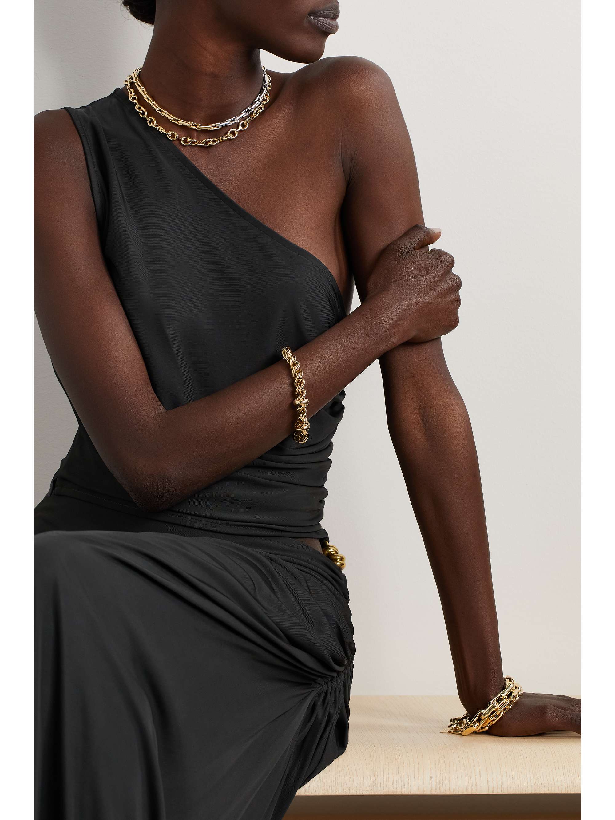 LAUREN RUBINSKI Extra Small 14-karat yellow and white gold necklace ...