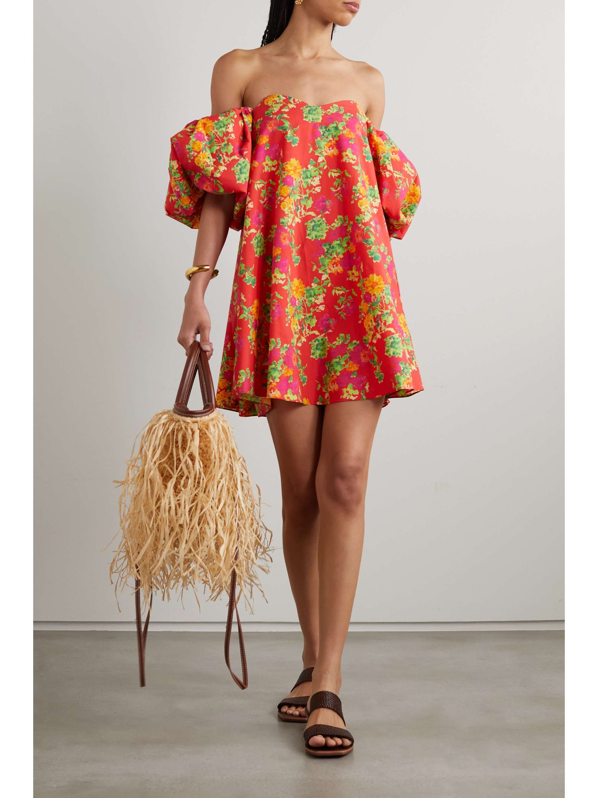 Caroline Constas Palmer Off The Shoulder Floral Print