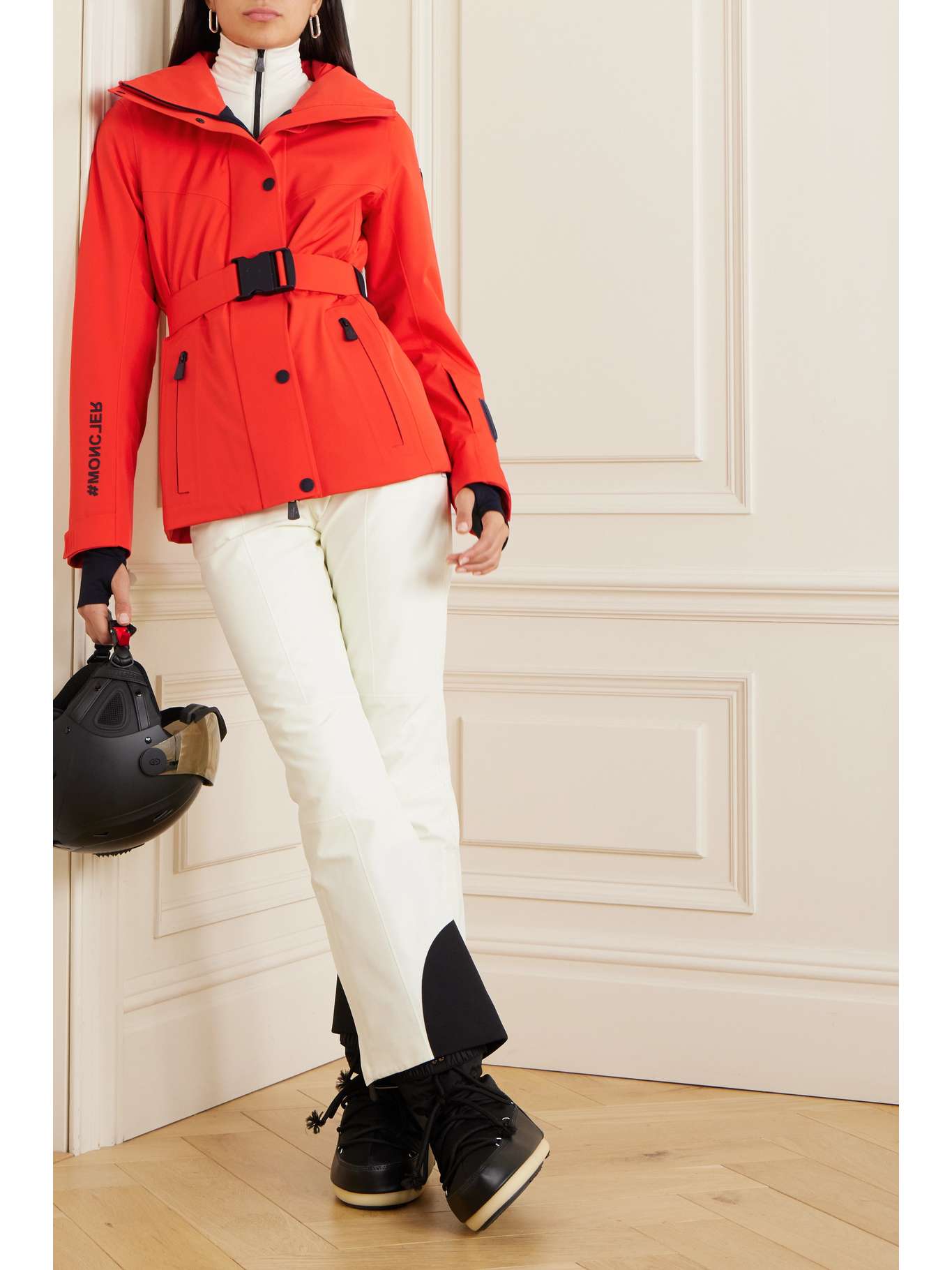 MONCLER GRENOBLE Hainet hooded belted stretch-twill ski jacket | NET-A ...