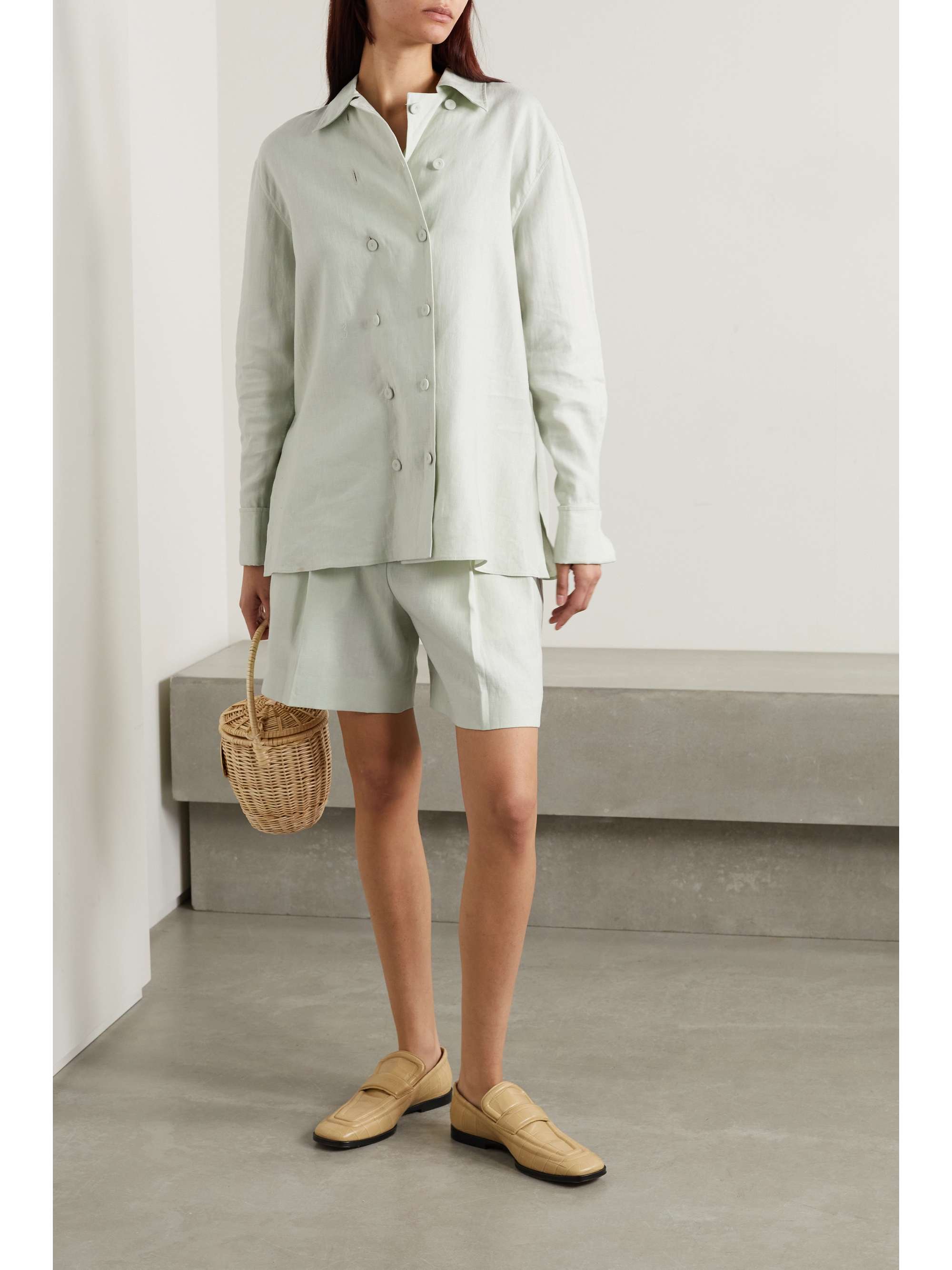 ANOTHER TOMORROW + NET SUSTAIN double-breasted linen shirt | NET-A-PORTER