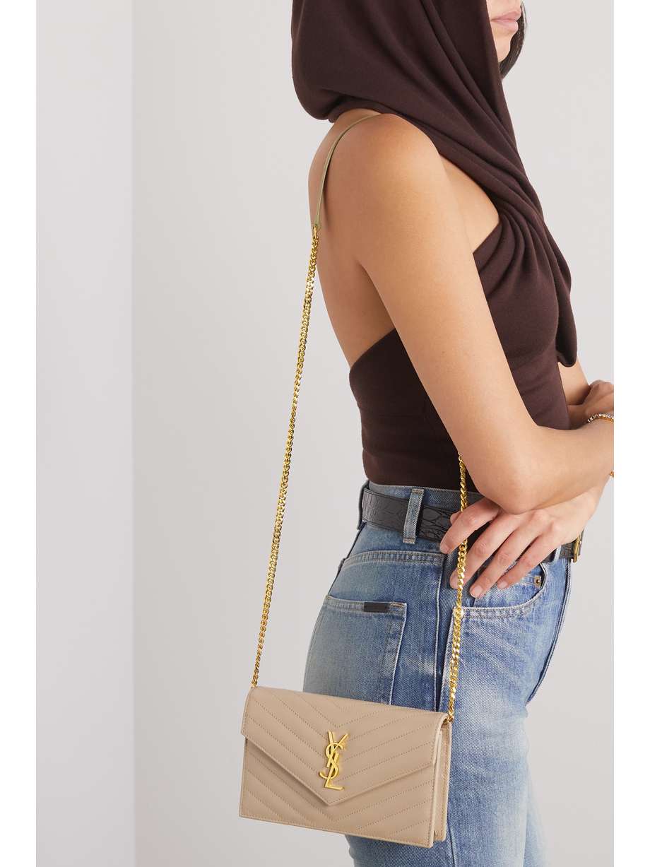 SAINT LAURENT Cassandre Envelope Chain matelassé textured-leather ...