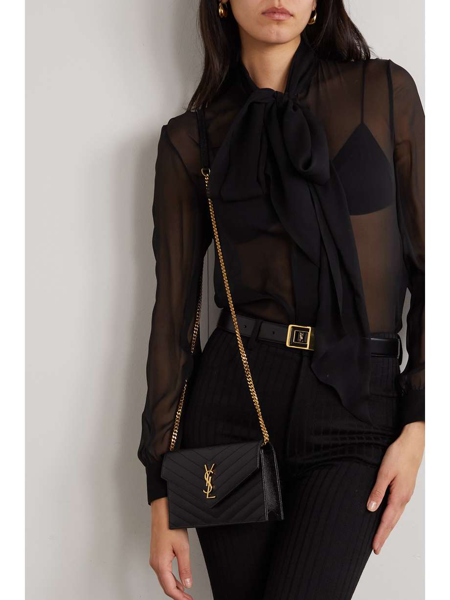 SAINT LAURENT Cassandre Envelope Chain matelassé textured-leather ...