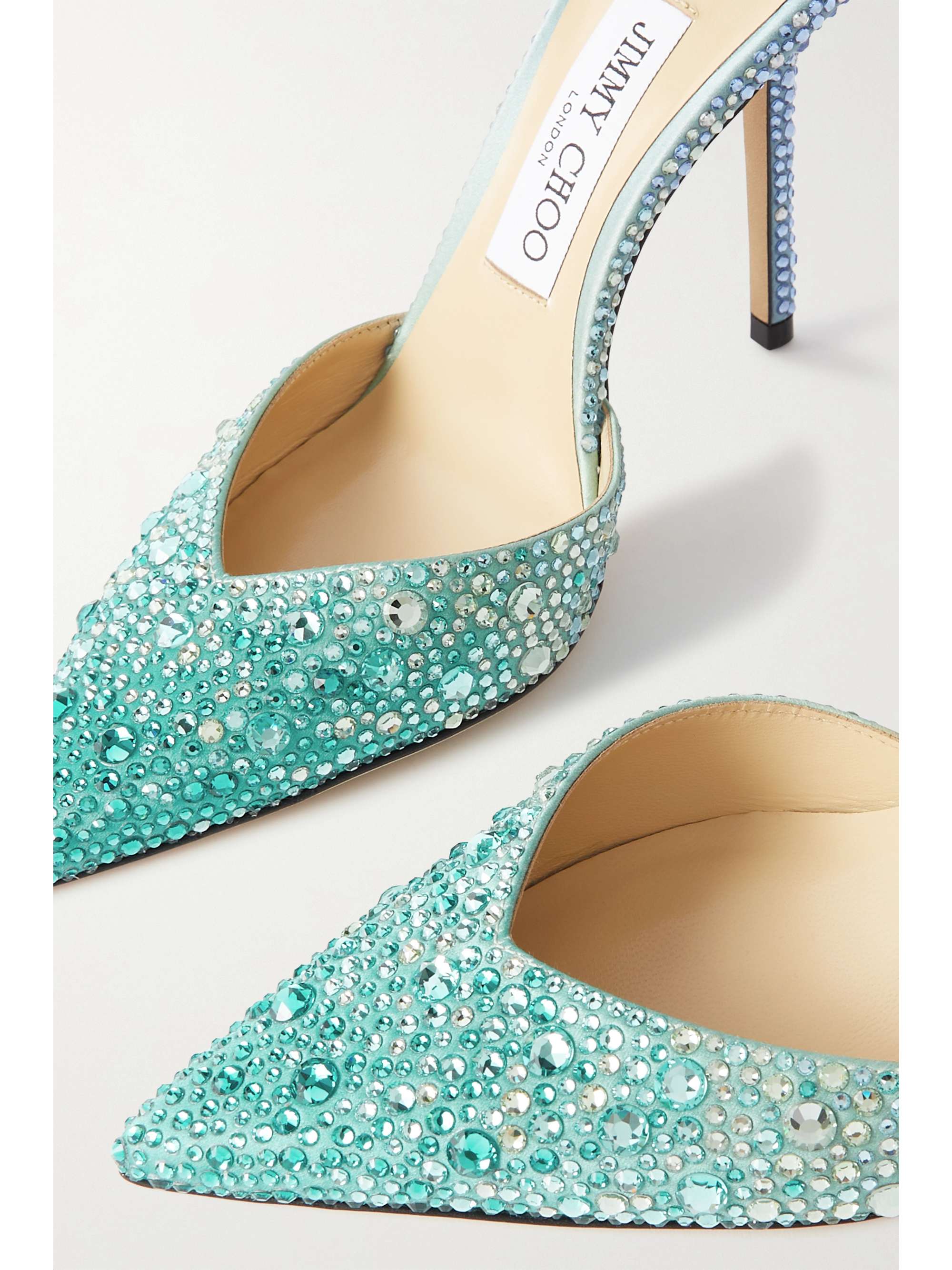 Jimmy Choo Saeda 100 Crystal Embellished Satin Pumps Net A Porter