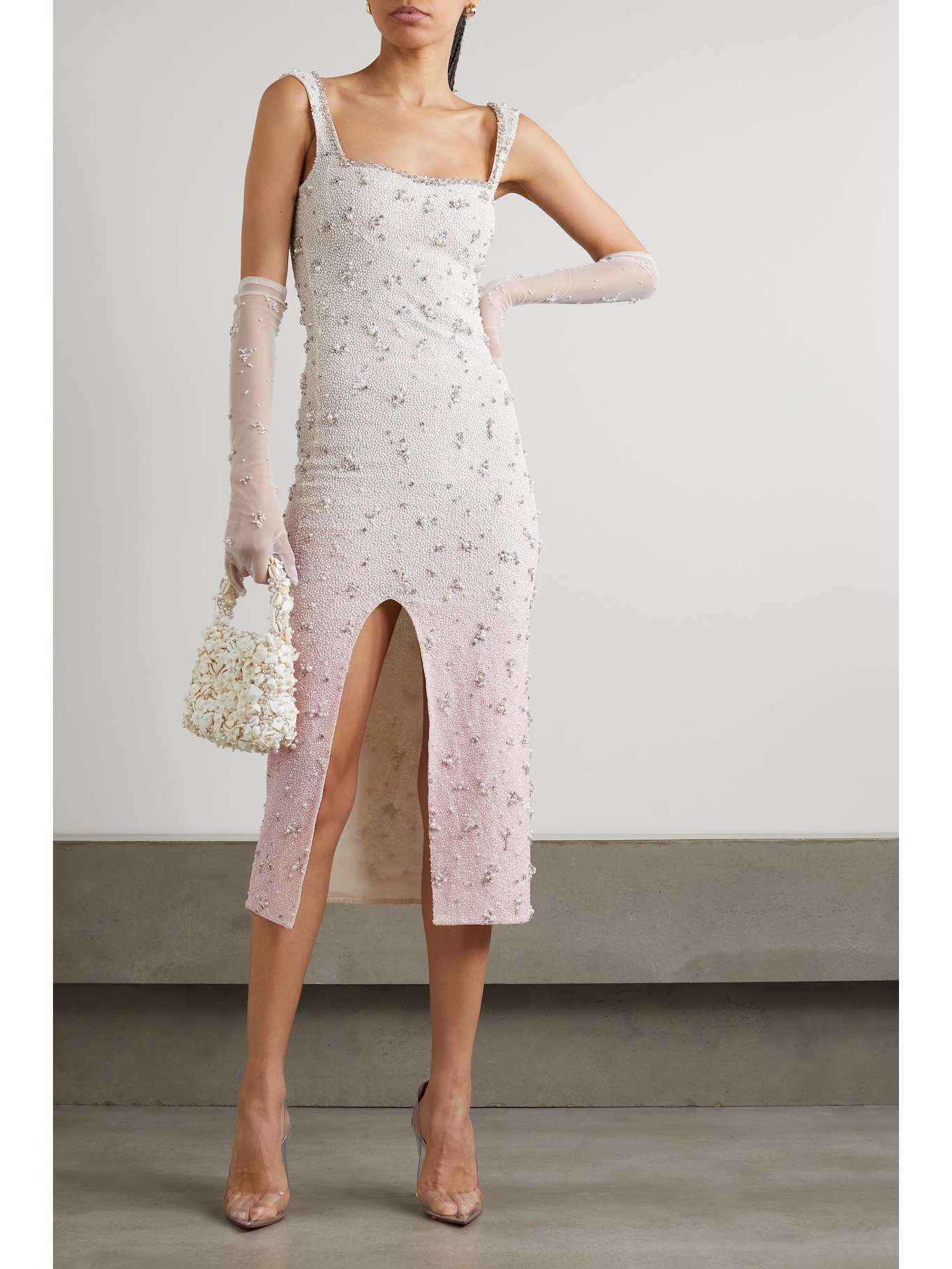 Clio Peppiatt Embellished Stretch Tulle Midi Dress Net A Porter