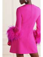 SAFIYAA Rena feather-trimmed stretch-crepe mini dress | NET-A-PORTER