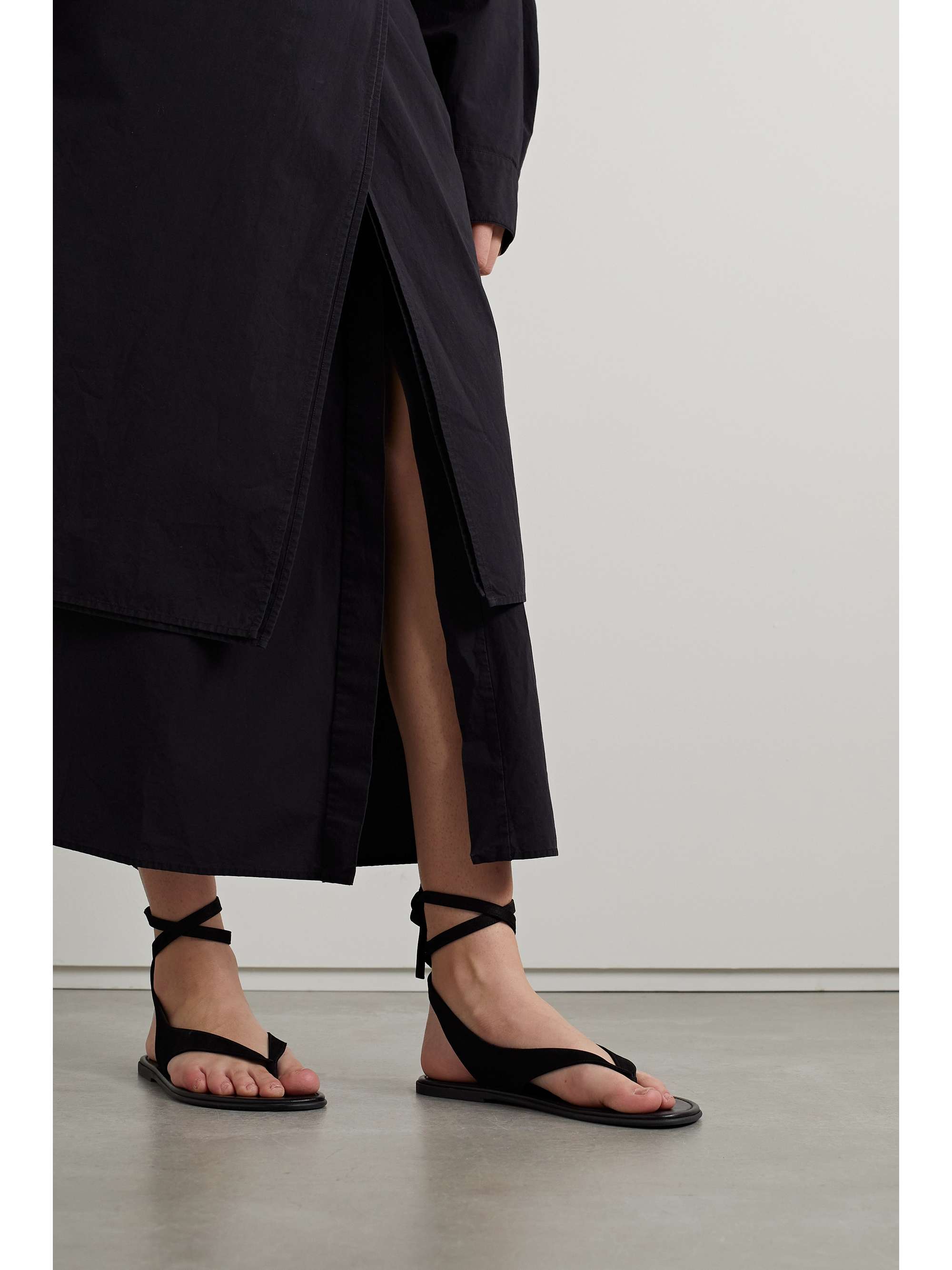 THE ROW Beach lace-up nubuck sandals | NET-A-PORTER