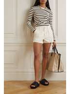 PAIGE Brooklyn pleated stretch-denim shorts | NET-A-PORTER