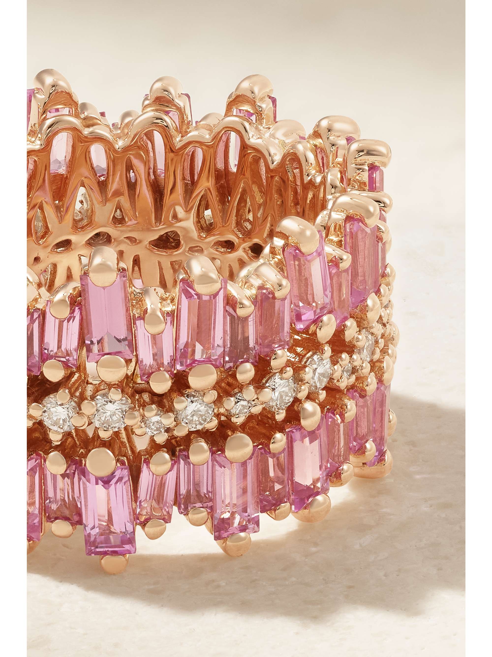 SUZANNE KALAN Triple Row Eternity 18-karat rose gold, sapphire and ...