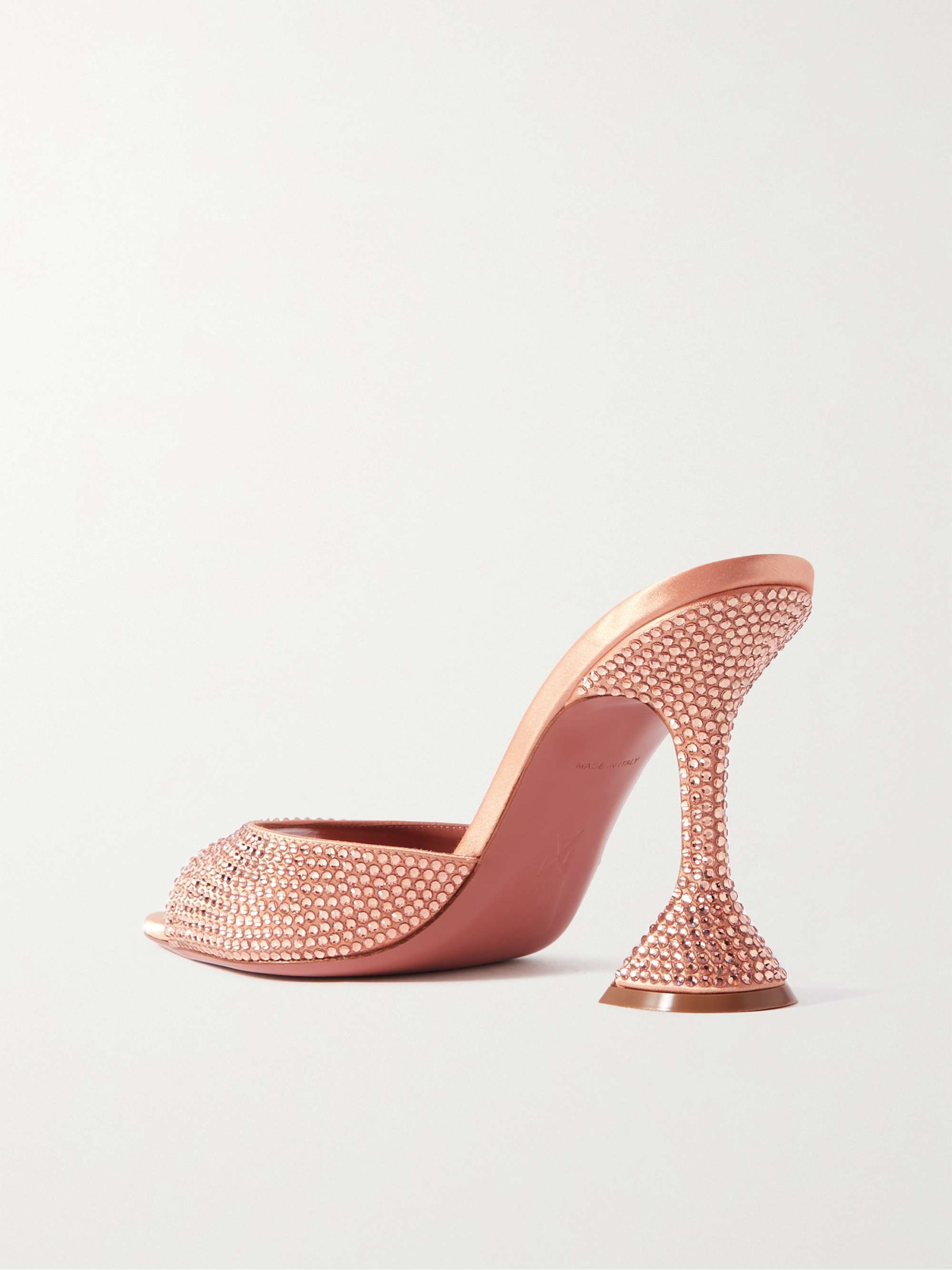 AMINA MUADDI Caroline crystal-embellished satin mules | NET-A-PORTER