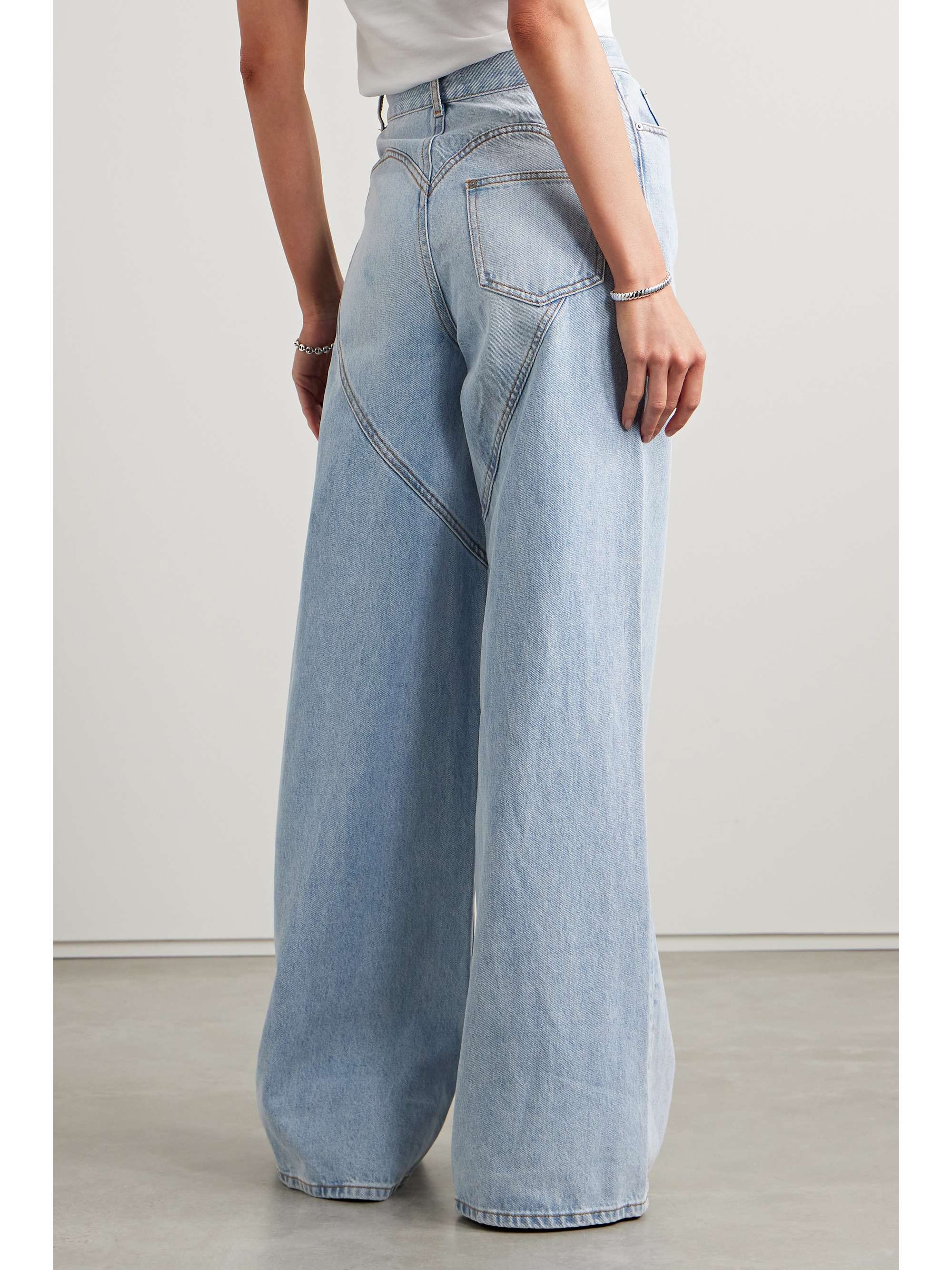 AREA Crystal-embellished cutout high-rise wide-leg jeans | NET-A-PORTER