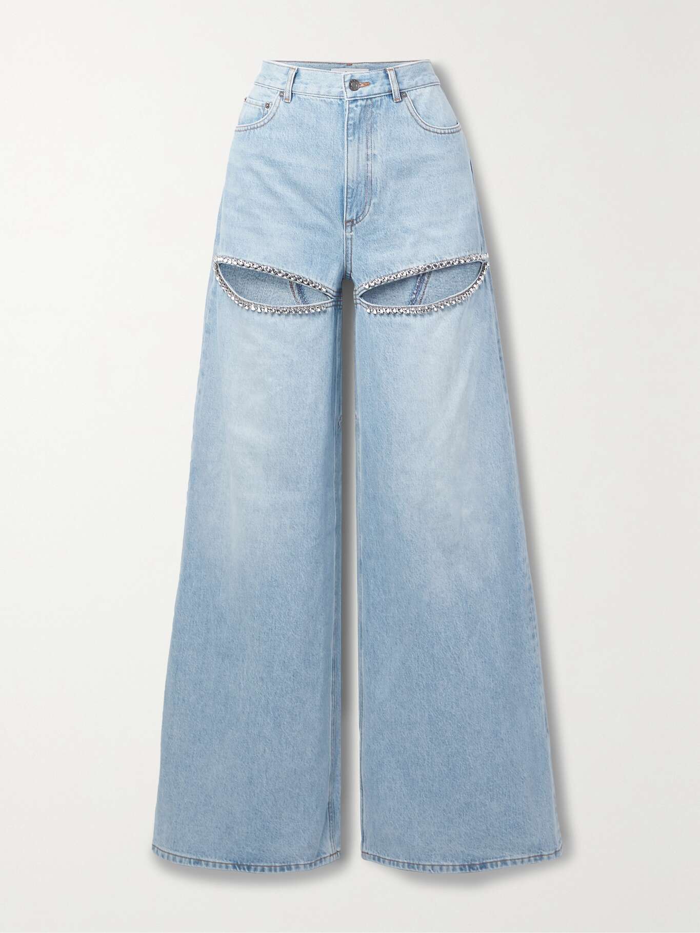 AREA Crystal-embellished cutout high-rise wide-leg jeans | NET-A-PORTER