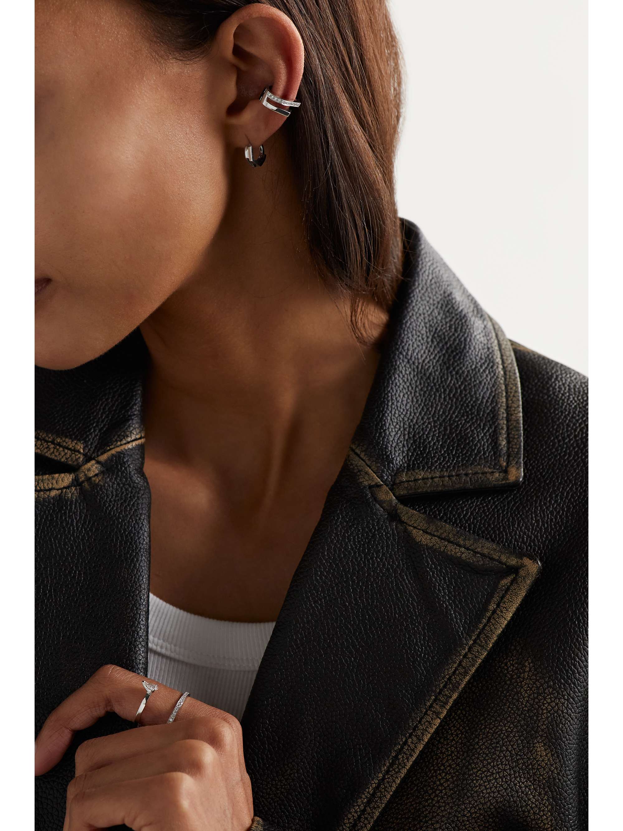 REPOSSI Antifer 18-karat white gold single hoop earring | NET-A-PORTER