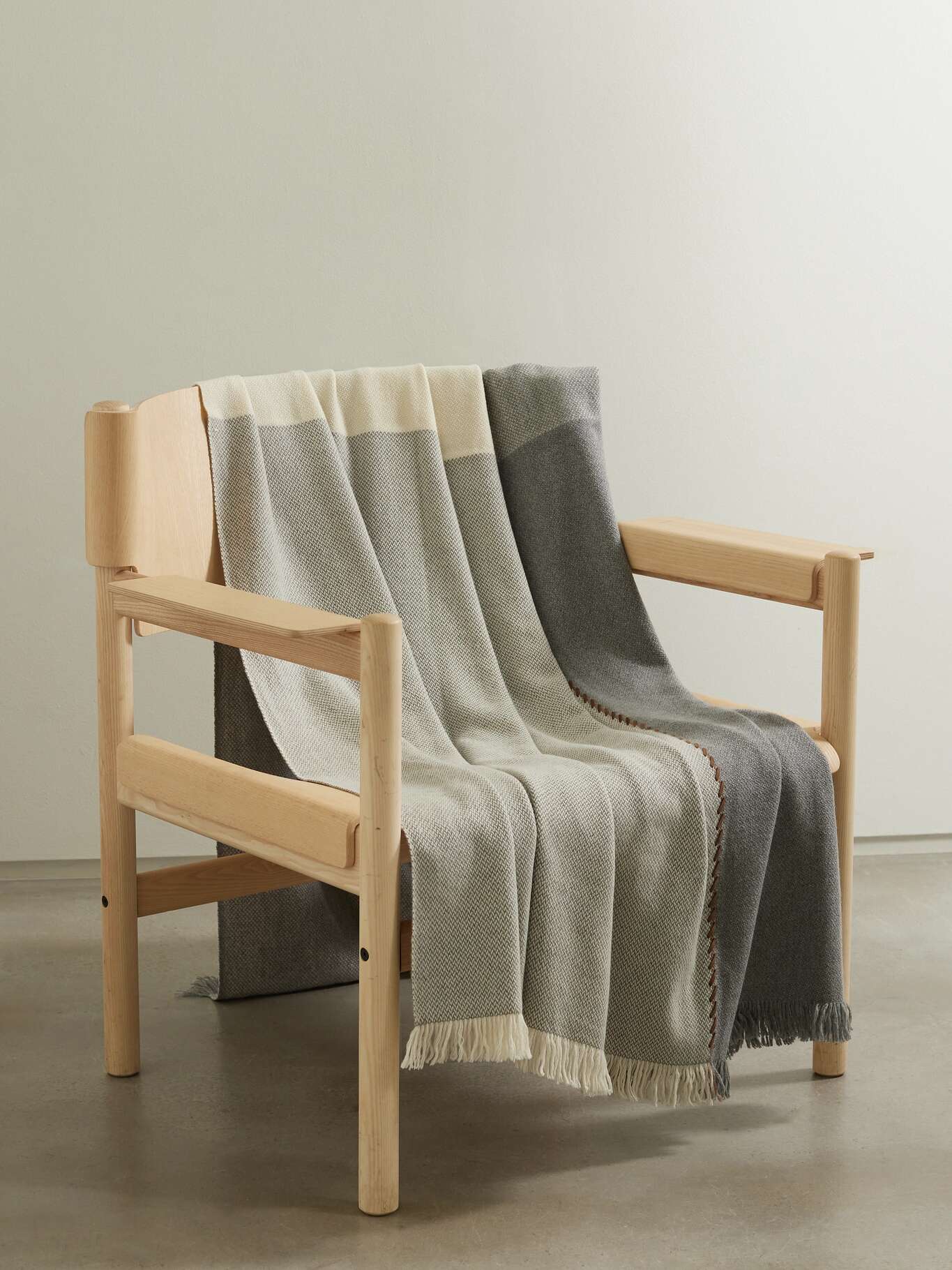 LORO PIANA Gobi suede-trimmed fringed color-block cashmere throw | NET ...