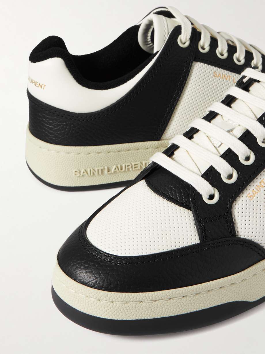 SAINT LAURENT SL61 logo-print leather sneakers | NET-A-PORTER