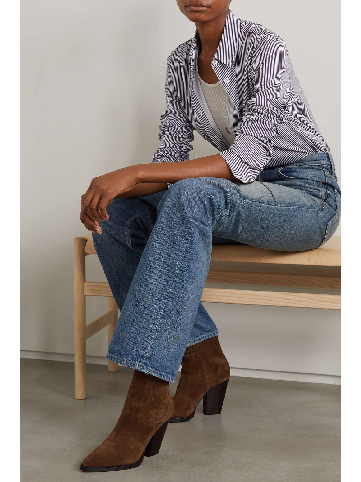 SAINT LAURENT Theo suede ankle boots | NET-A-PORTER