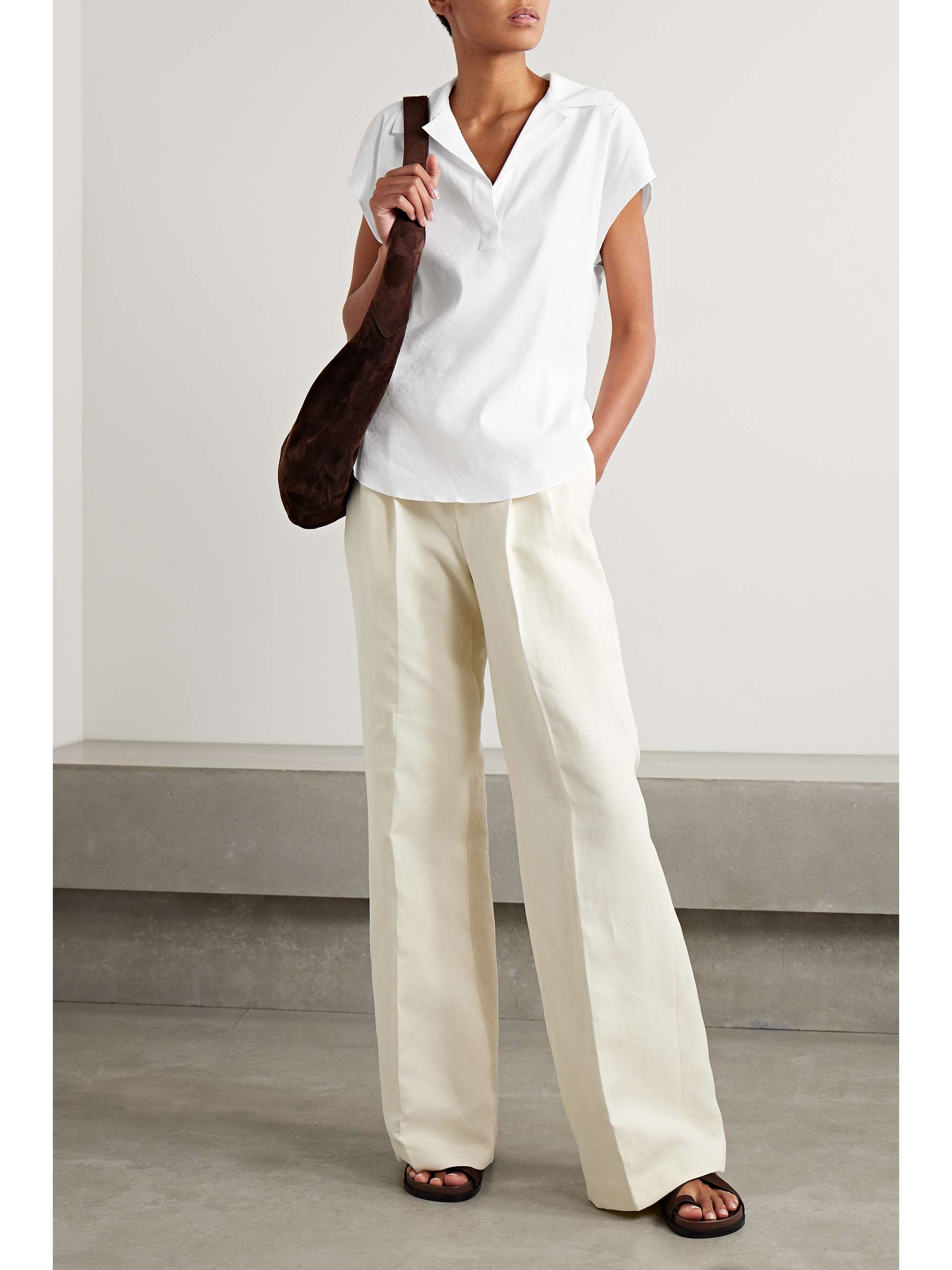 VINCE Linen-blend blouse | NET-A-PORTER