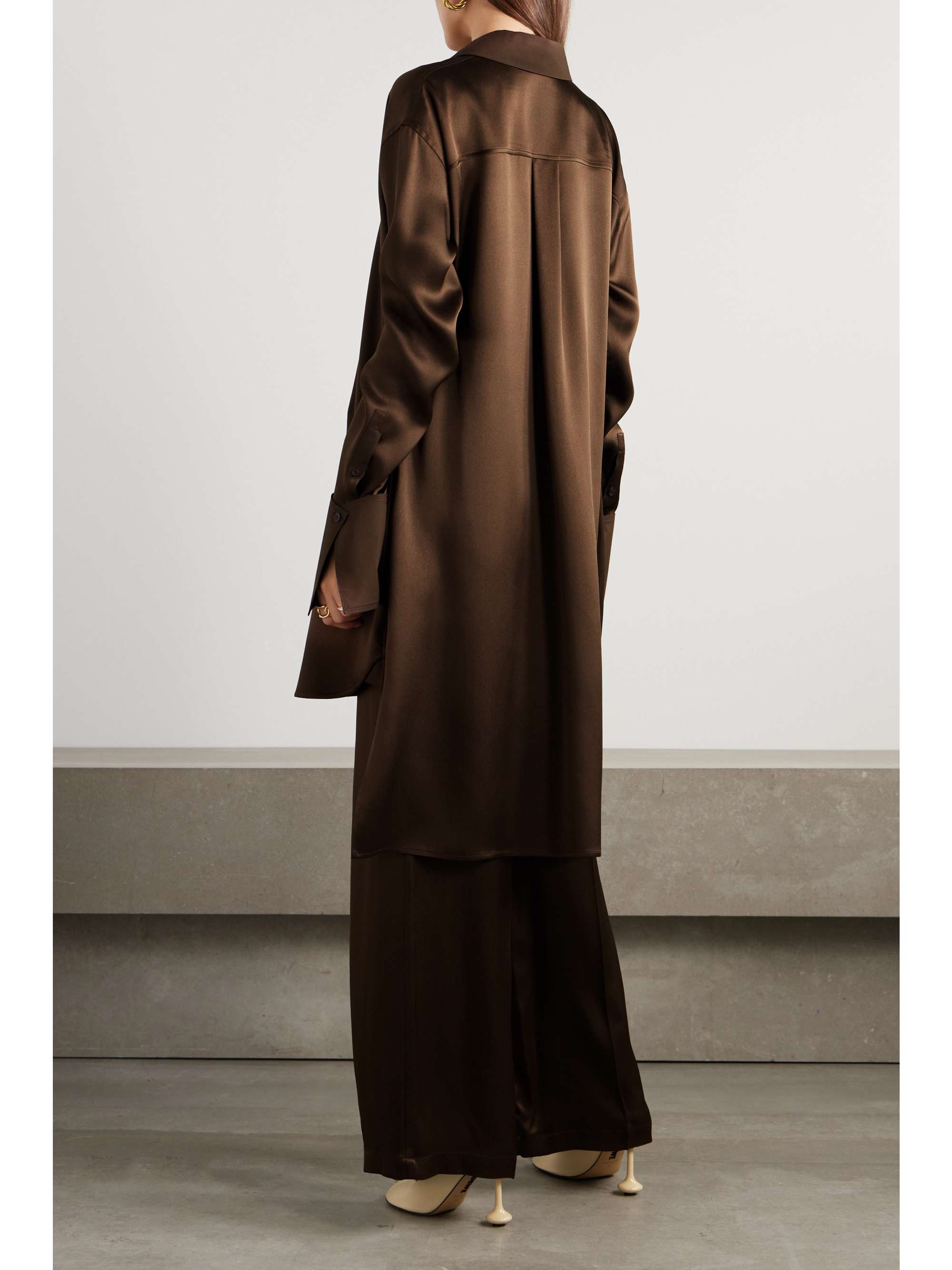 LOEWE Convertible embroidered silk-satin shirt dress | NET-A-PORTER