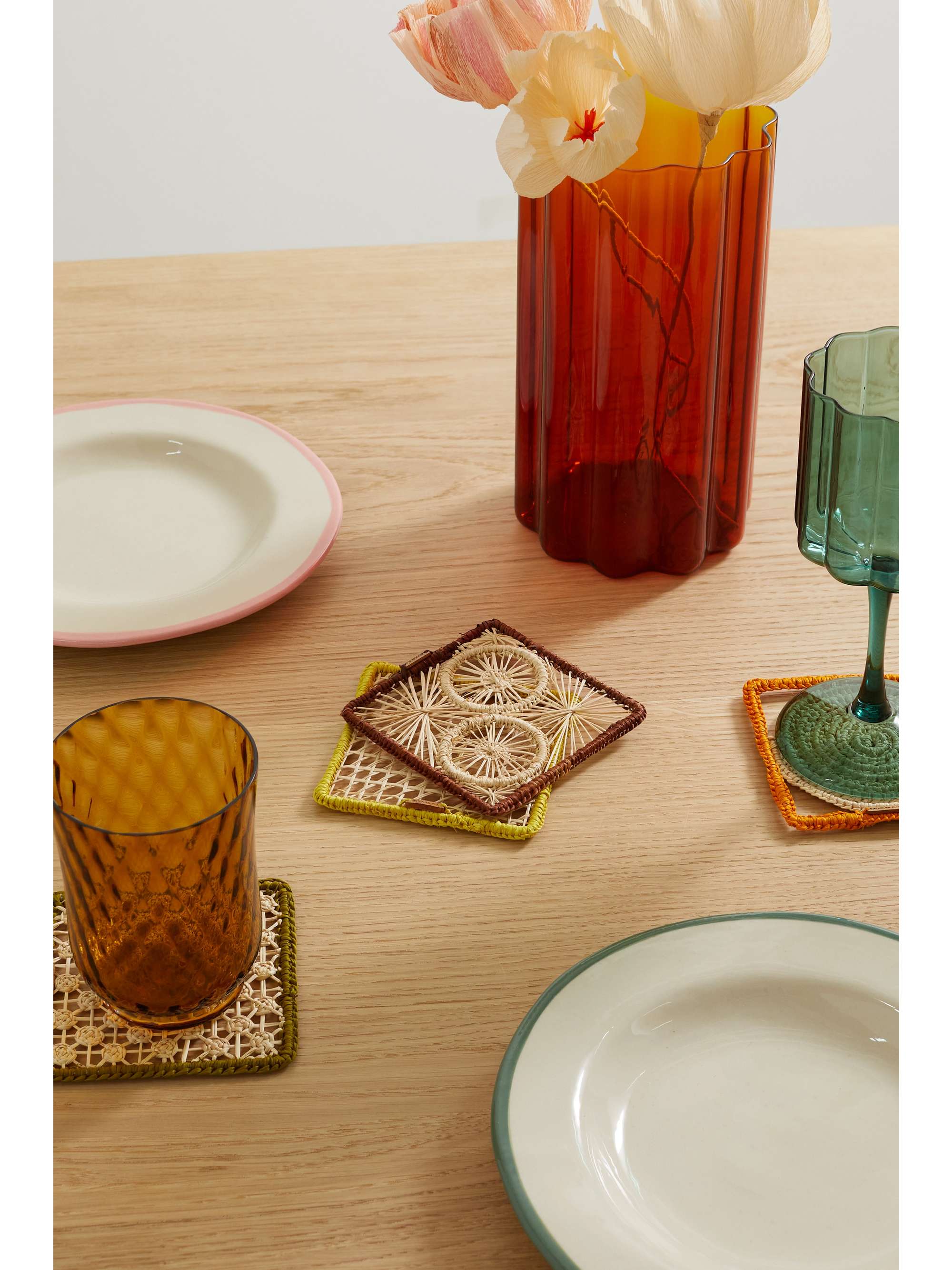 LA DOUBLEJ Set of four raffia coasters | NET-A-PORTER