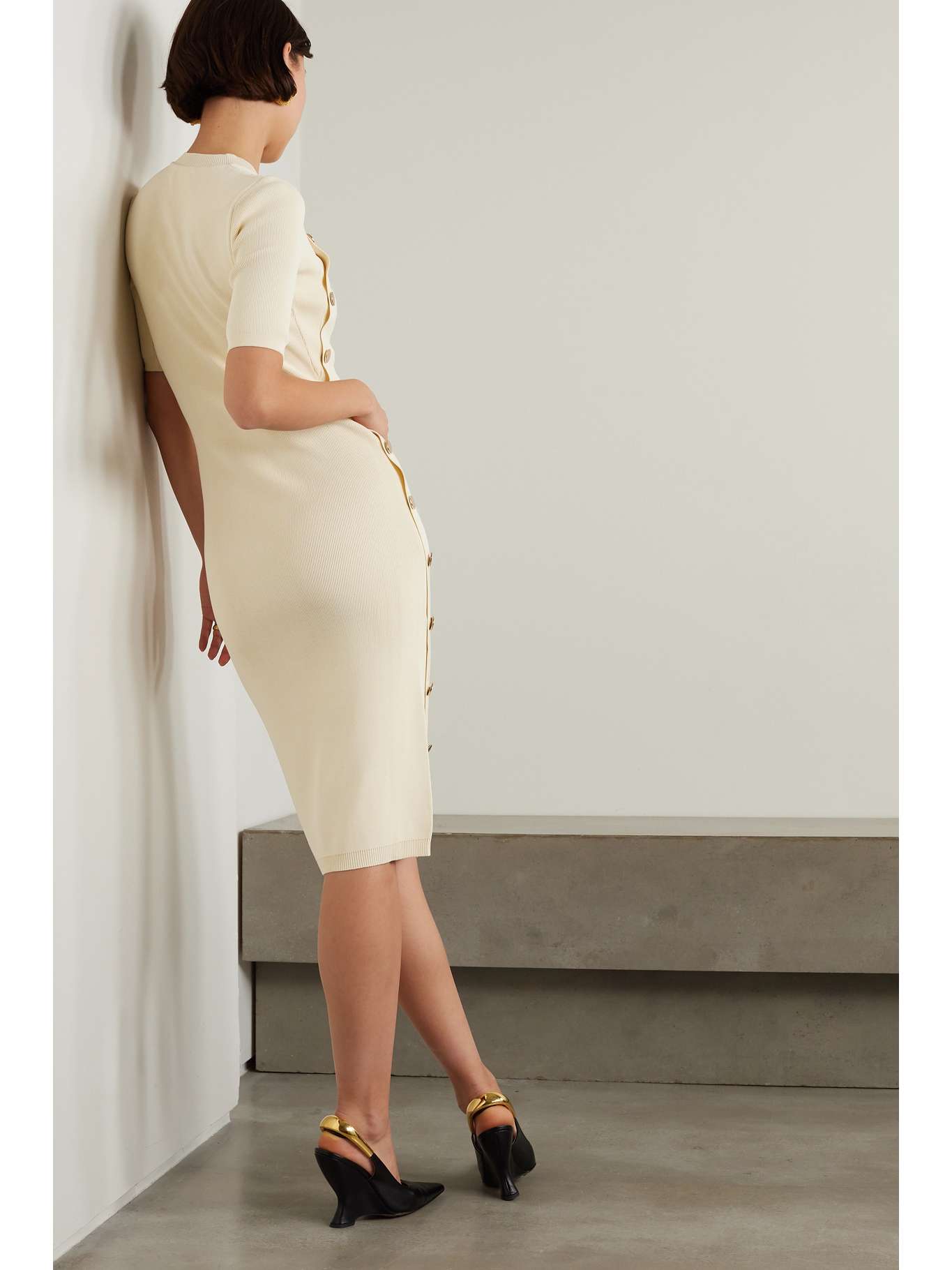 ALTUZARRA Topaz button-detailed ribbed-knit midi dress | NET-A-PORTER