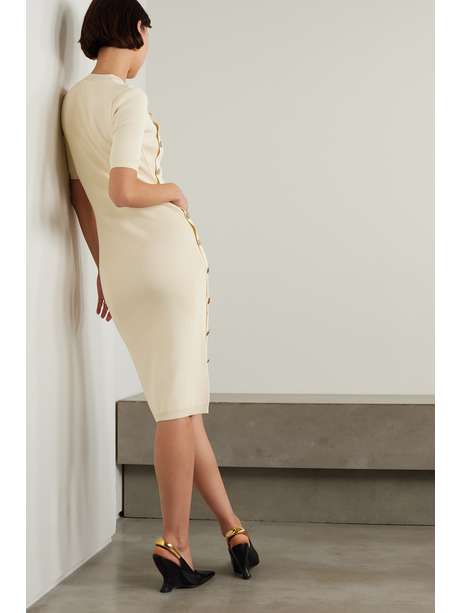 ALTUZARRA Topaz button-detailed ribbed-knit midi dress | NET-A-PORTER