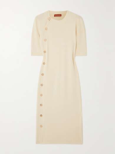ALTUZARRA Topaz button-detailed ribbed-knit midi dress | NET-A-PORTER