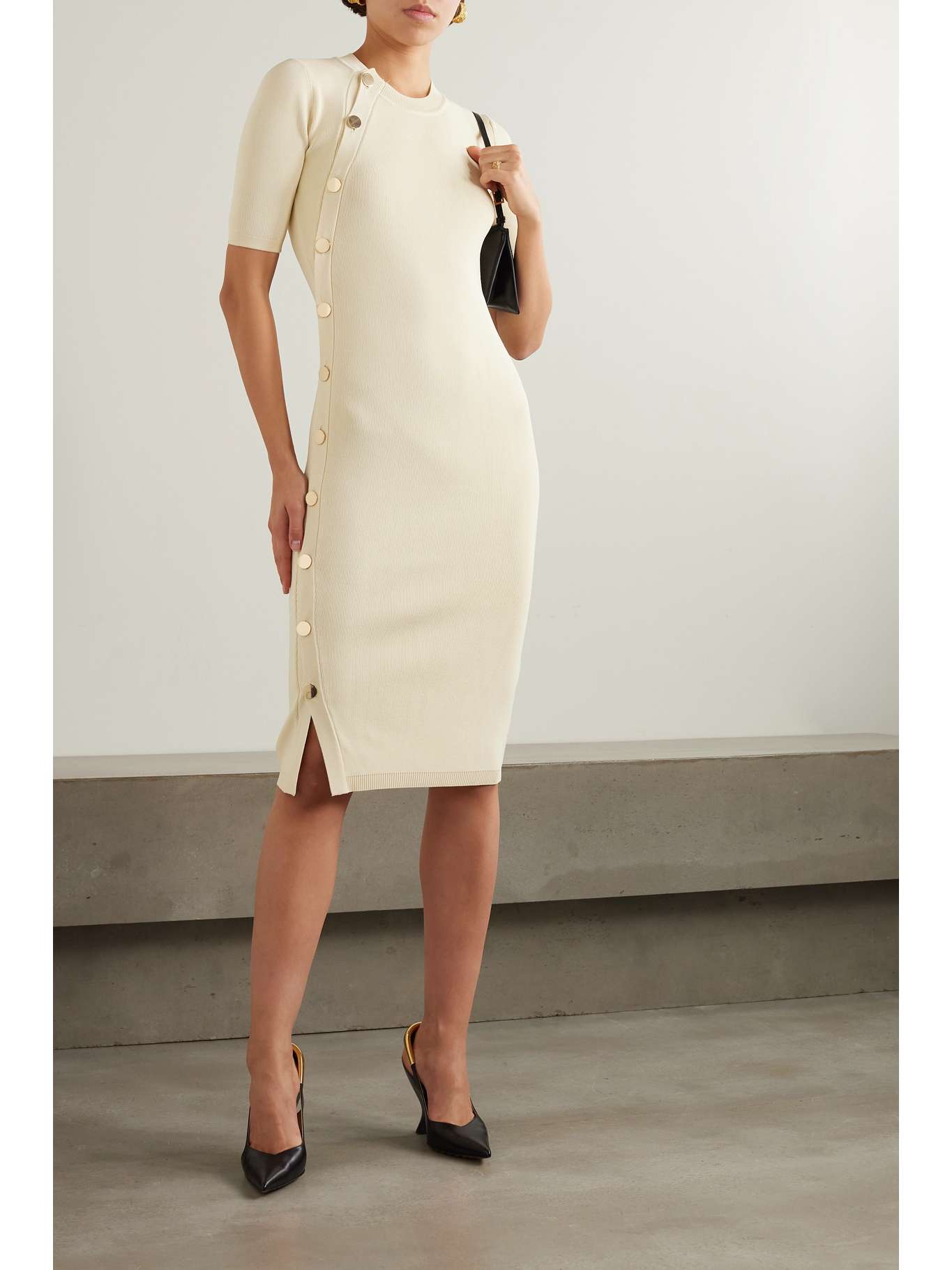 ALTUZARRA Topaz button-detailed ribbed-knit midi dress | NET-A-PORTER