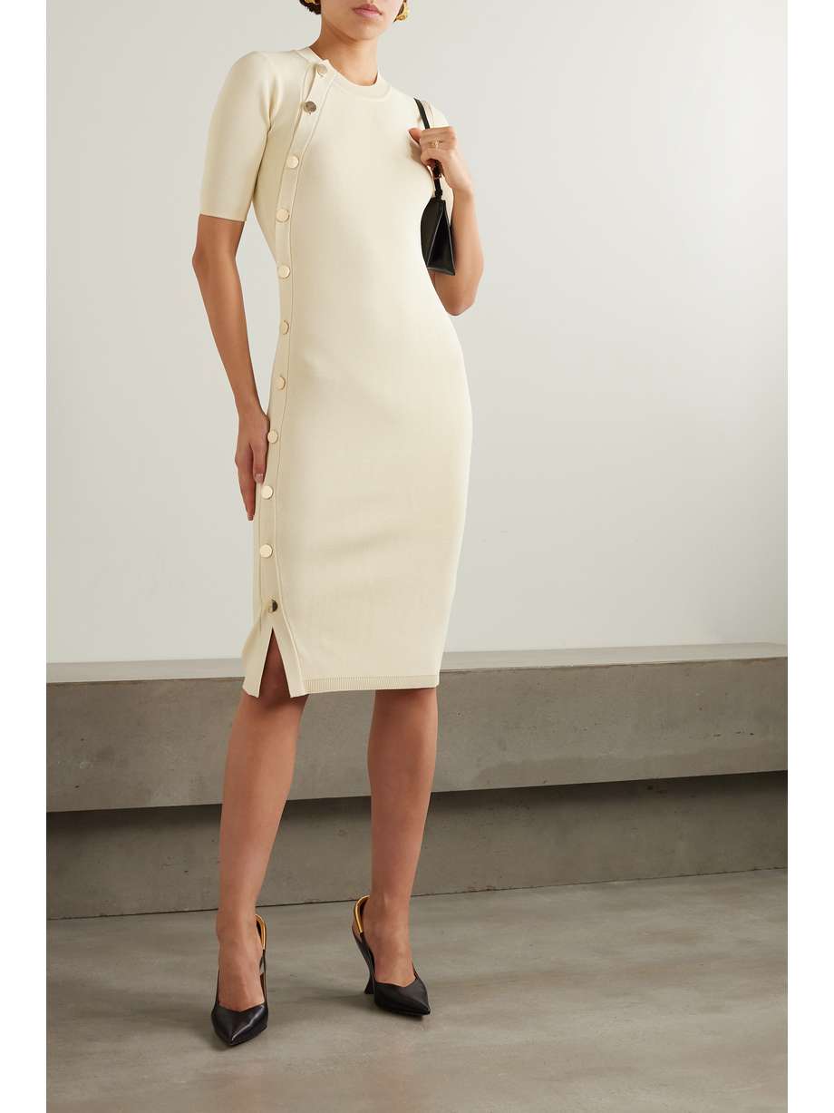 ALTUZARRA Topaz button-detailed ribbed-knit midi dress | NET-A-PORTER