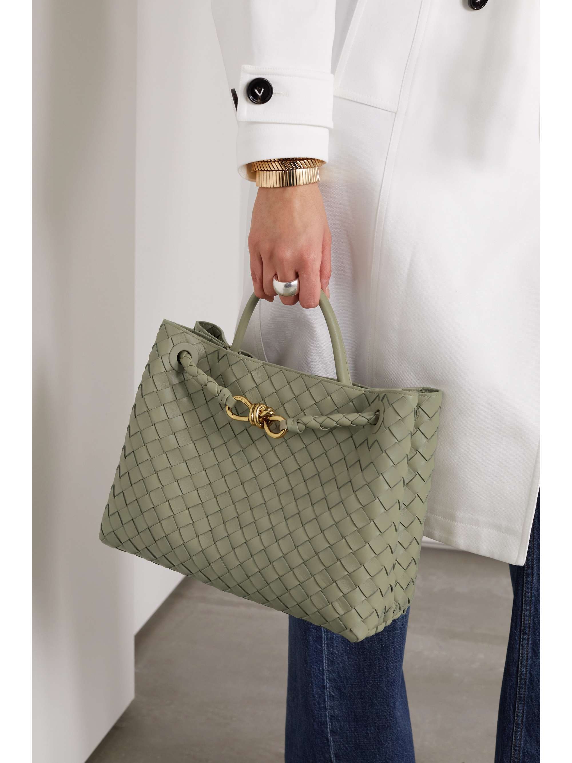 BOTTEGA VENETA Andiamo medium embellished intrecciato leather tote | NET-A-PORTER
