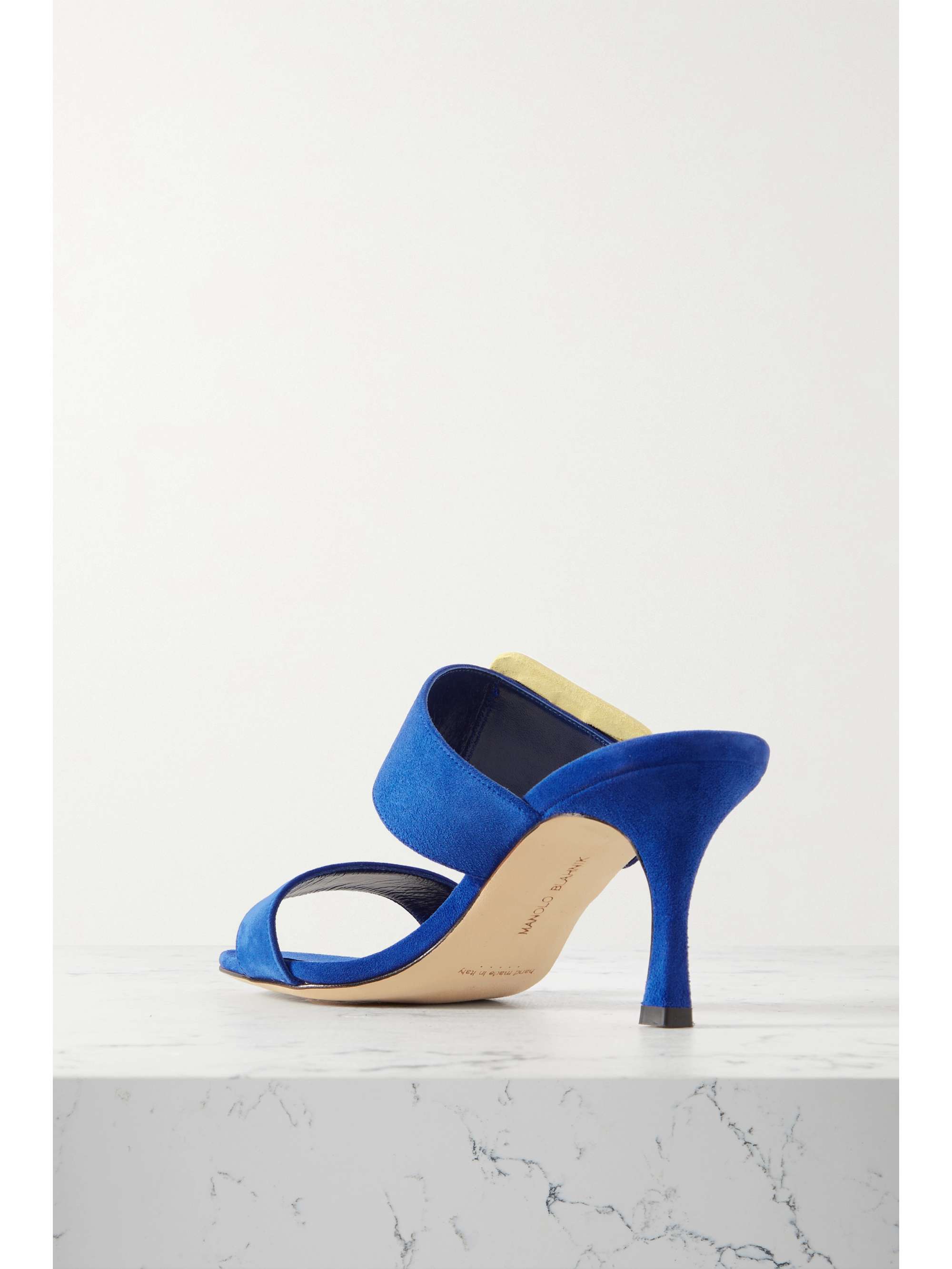 MANOLO BLAHNIK Gable 70 buckled suede mules | NET-A-PORTER
