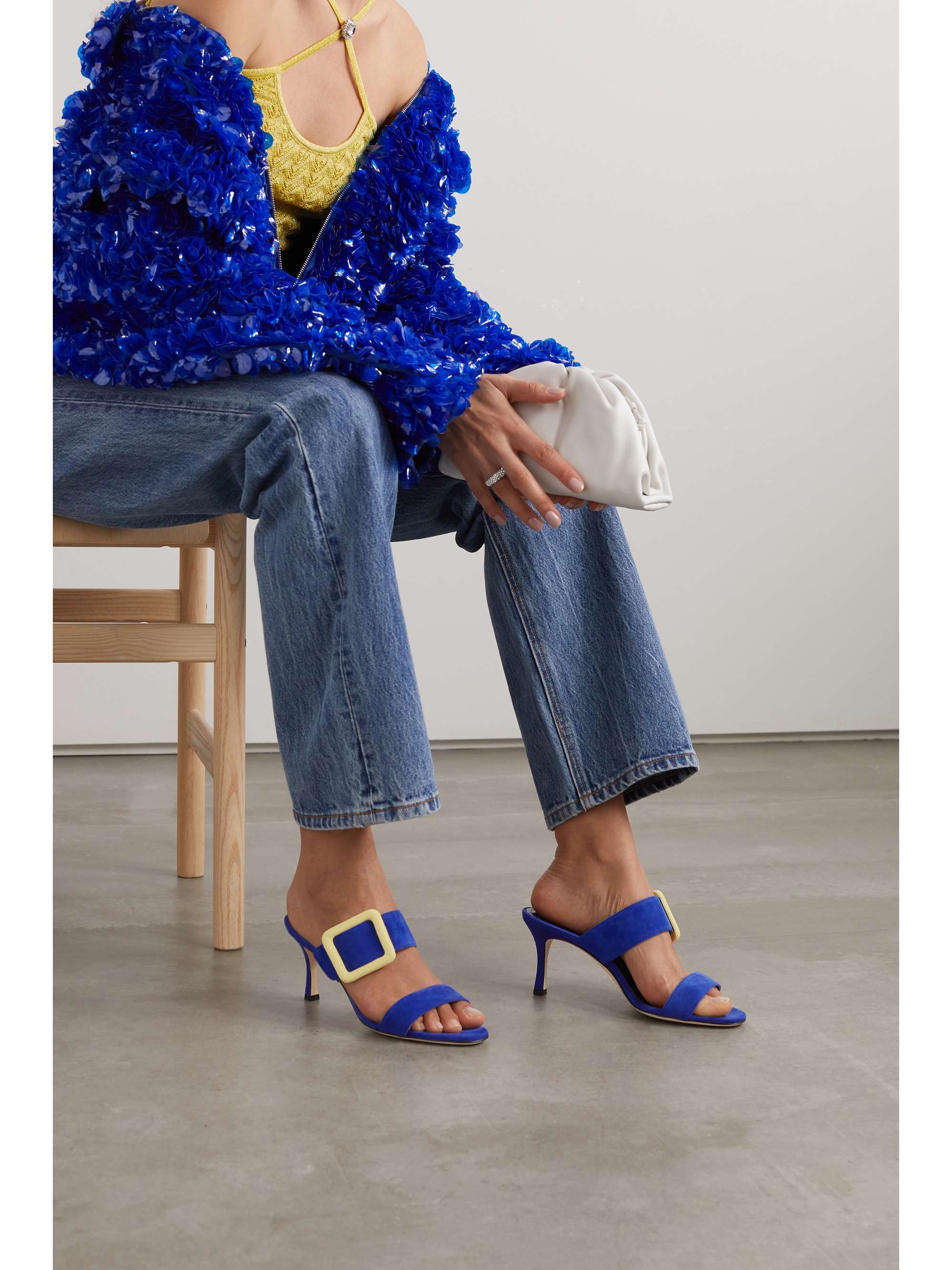 MANOLO BLAHNIK Gable 70 buckled suede mules | NET-A-PORTER