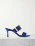 MANOLO BLAHNIK Gable 70 buckled suede mules | NET-A-PORTER